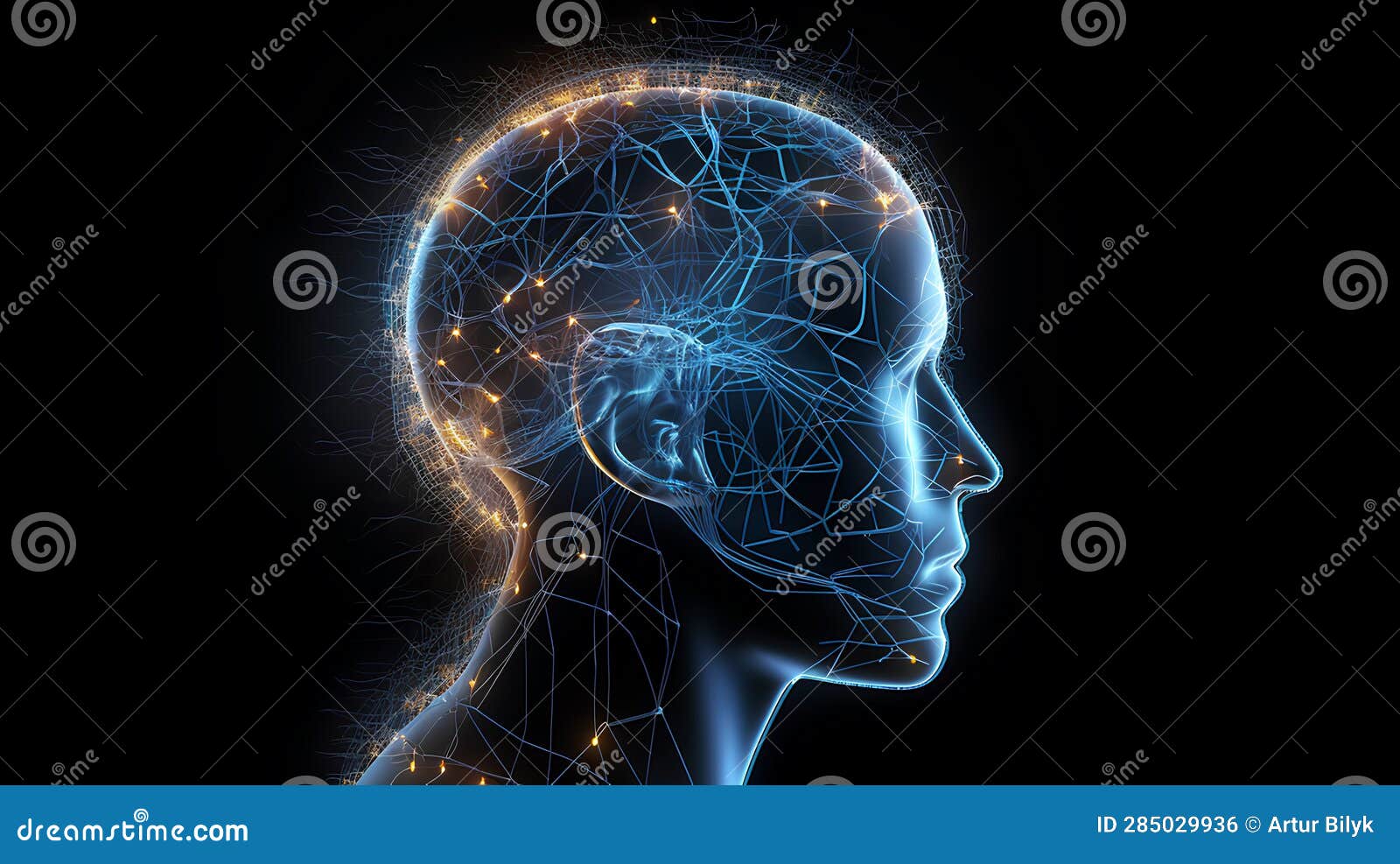 Illustration of the Human Thought Process, Head, Brain Stock ...