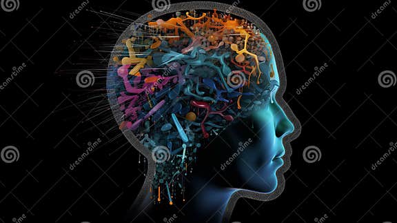 Illustration of the Human Thought Process, Head, Brain Stock ...