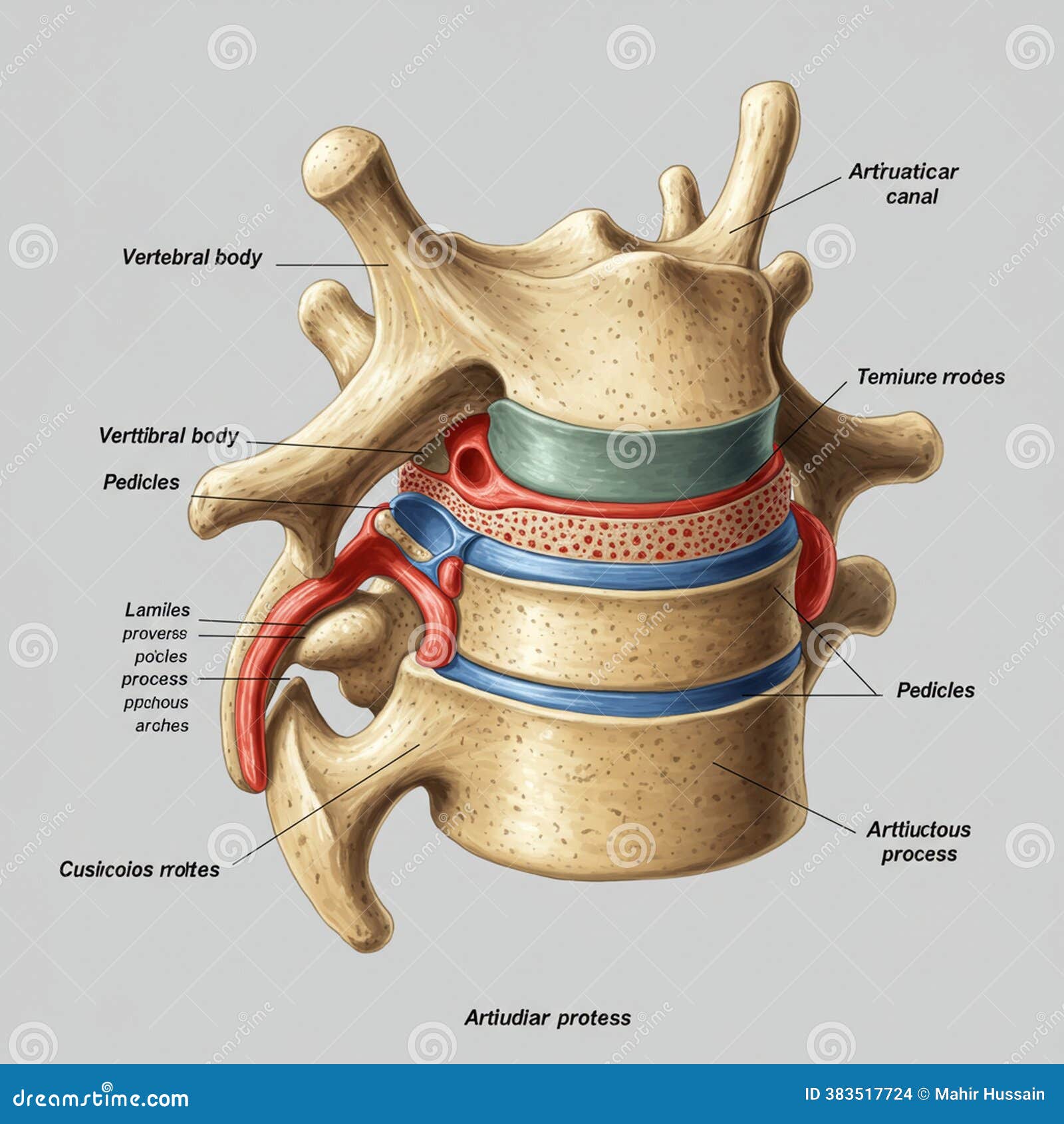 Human Vertebral Column In Anterior Posterior View, Intervertebral Disc ...