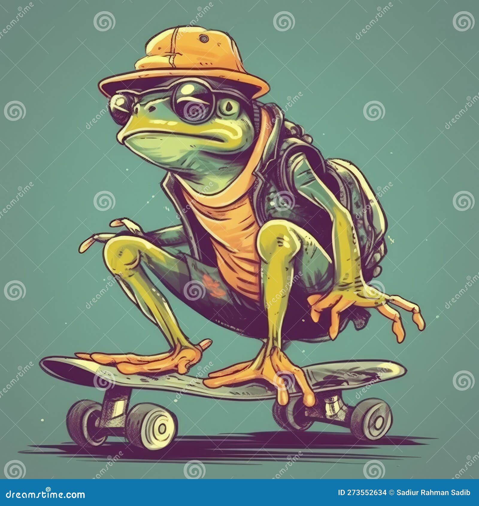 Frog Riding A Fish Vector Illustration | CartoonDealer.com #182409668