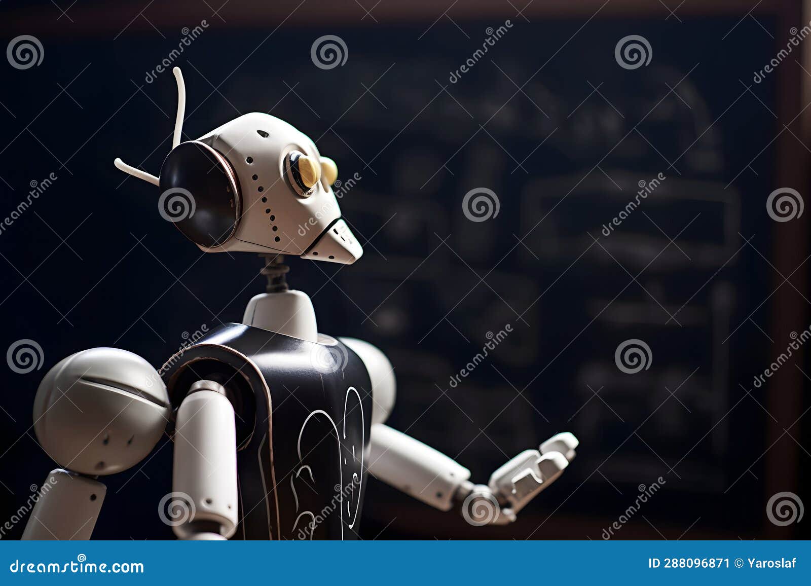 An Illustration of a Humanoid Robot Standing at a Black Board and ...