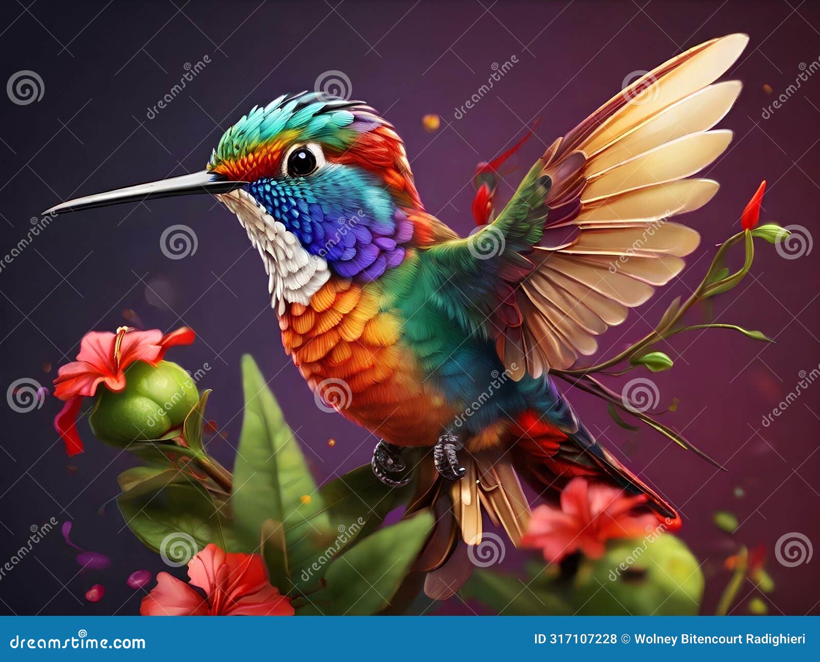 Illustration of a Hummingbird with Different Colors 2 Stock ...