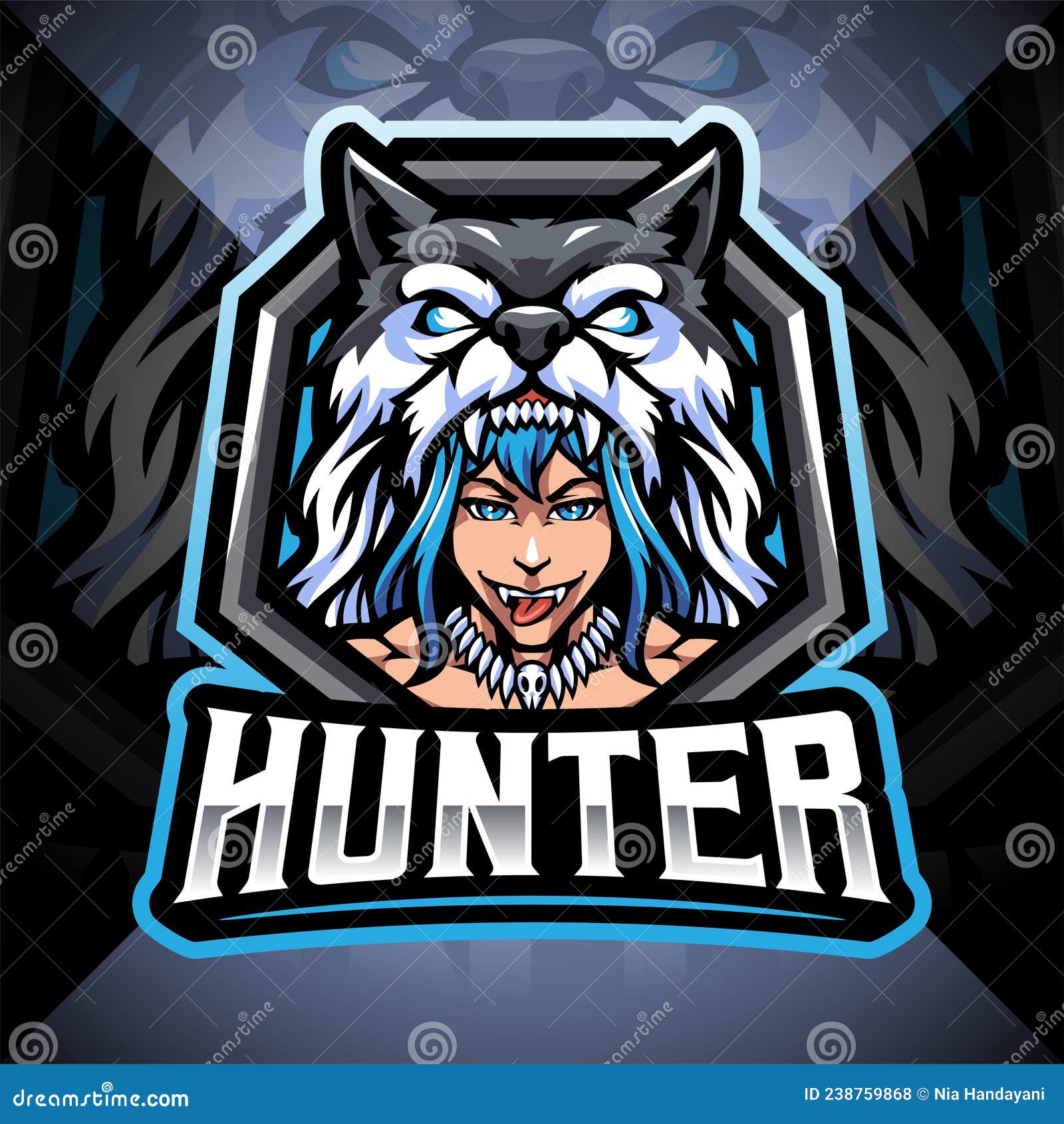 Hunter Head Esport Mascot Logo Stock Vector - Illustration of moba ...
