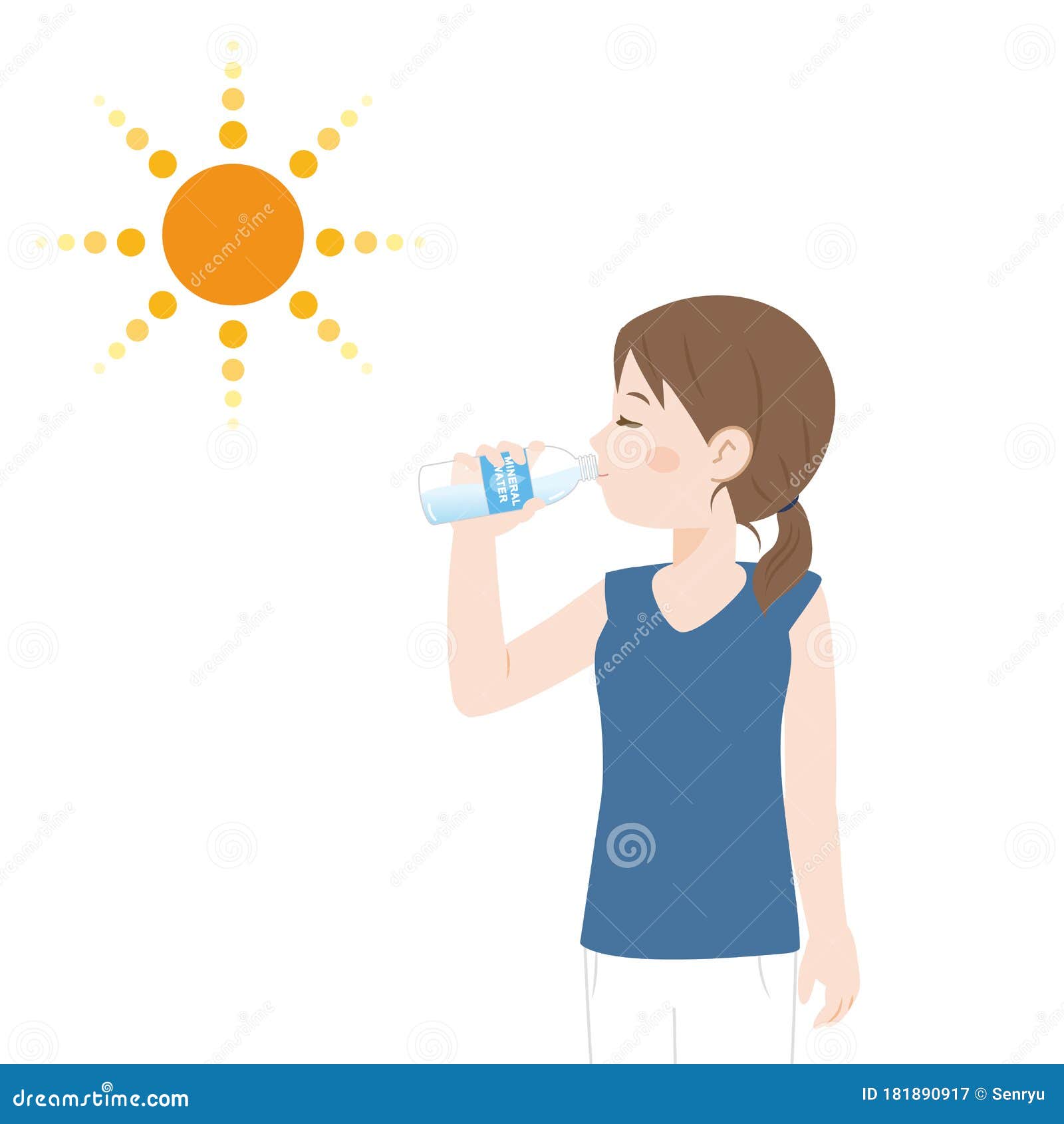 Hydration woman stock vector. Illustration of heat, simple - 181890917