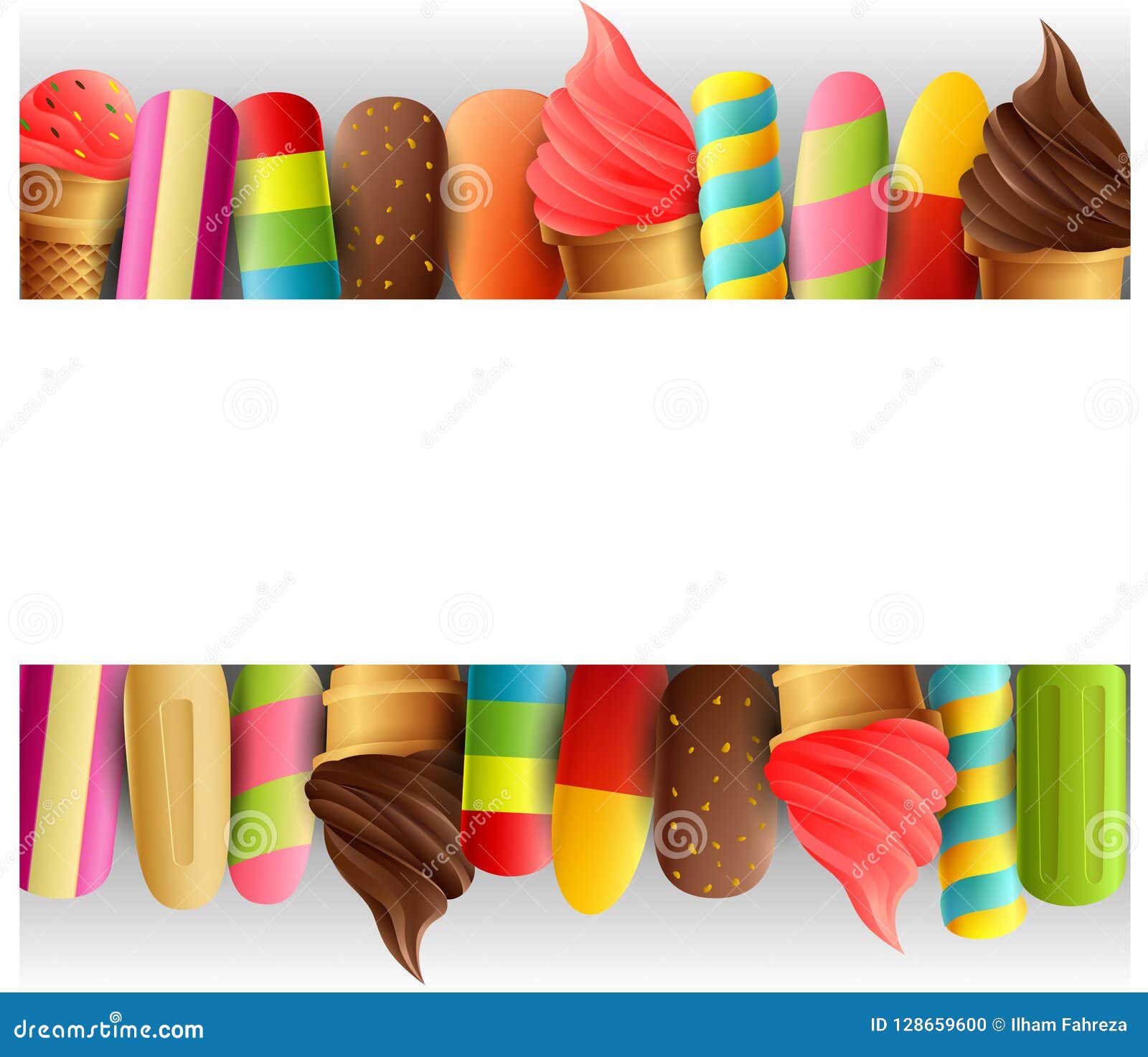 Ice cream border stock vector. Illustration of isolated - 128659600