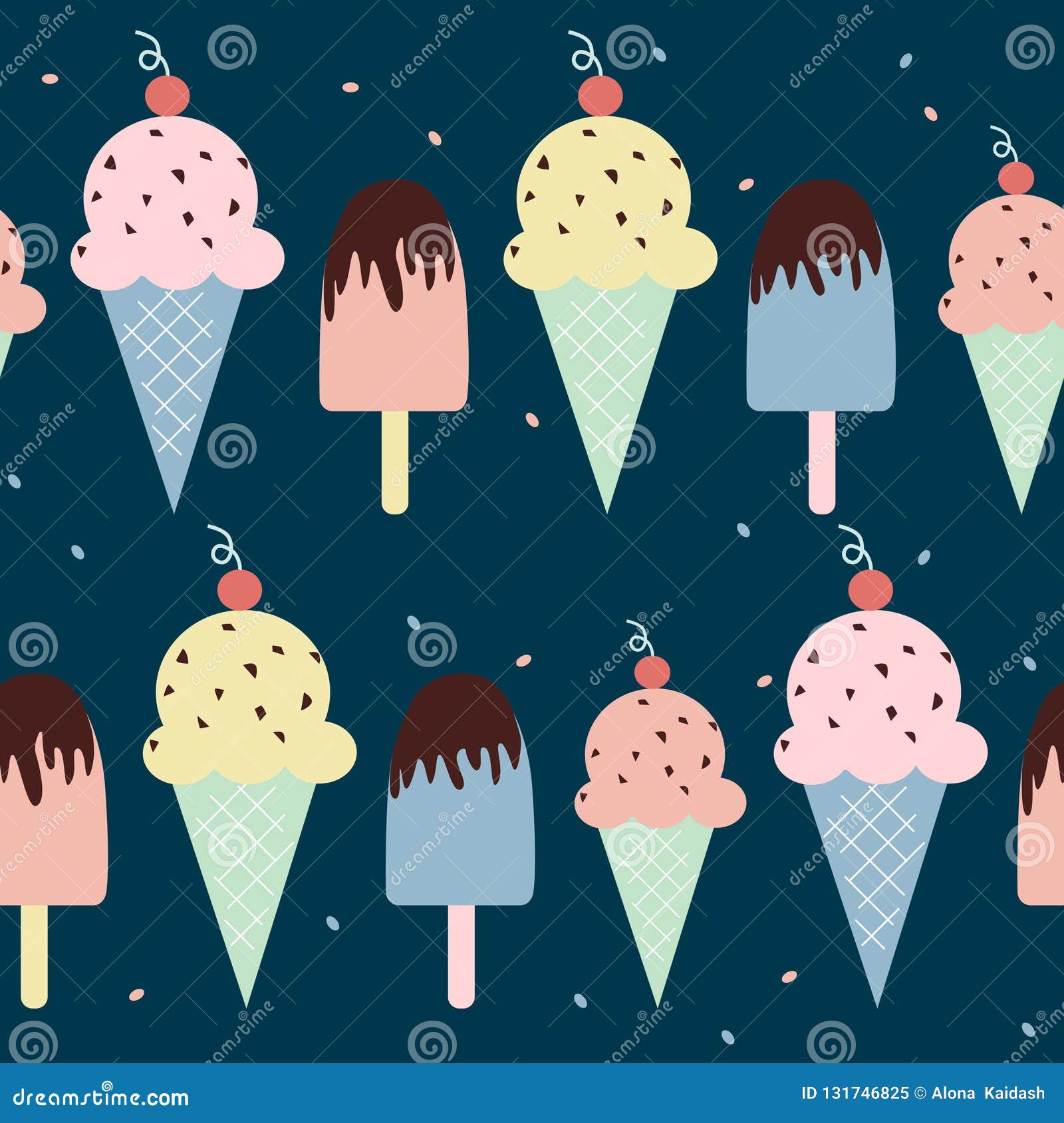 Illustration -ice Cream, Pattern. Stock Vector - Illustration of food ...