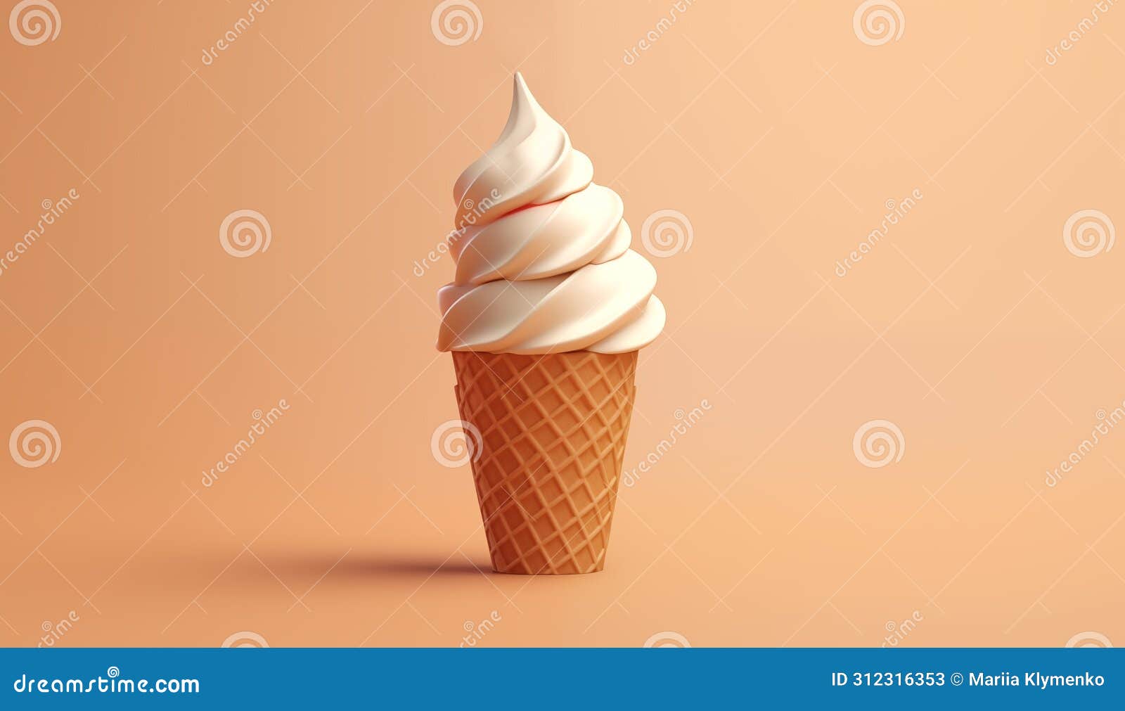 Illustration Of Ice Cream In A Waffle Cup In Cartoon 3d Style Stock