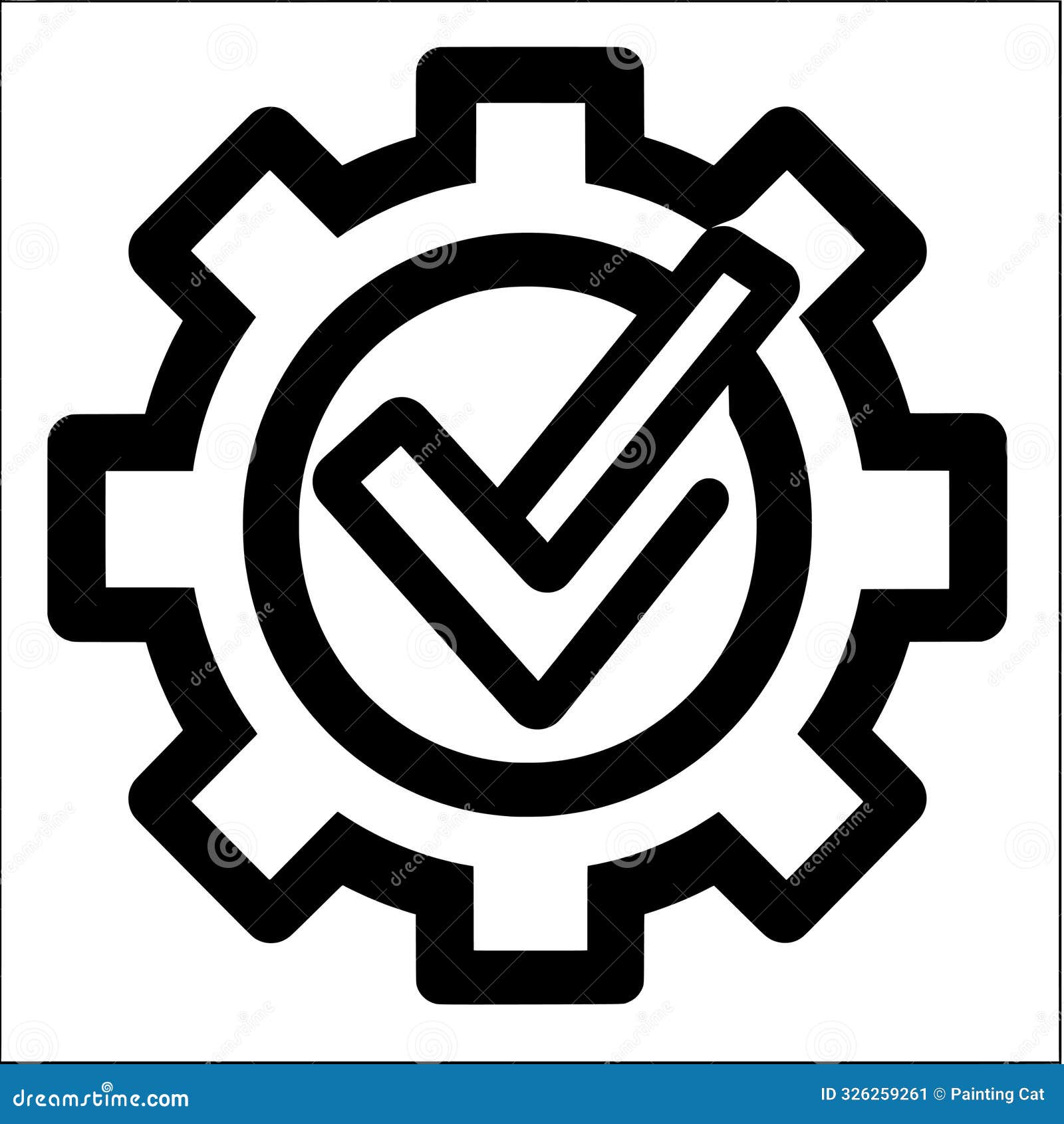 Featuring Icon of a Checkmark Inside a Gear. Stock Illustration ...