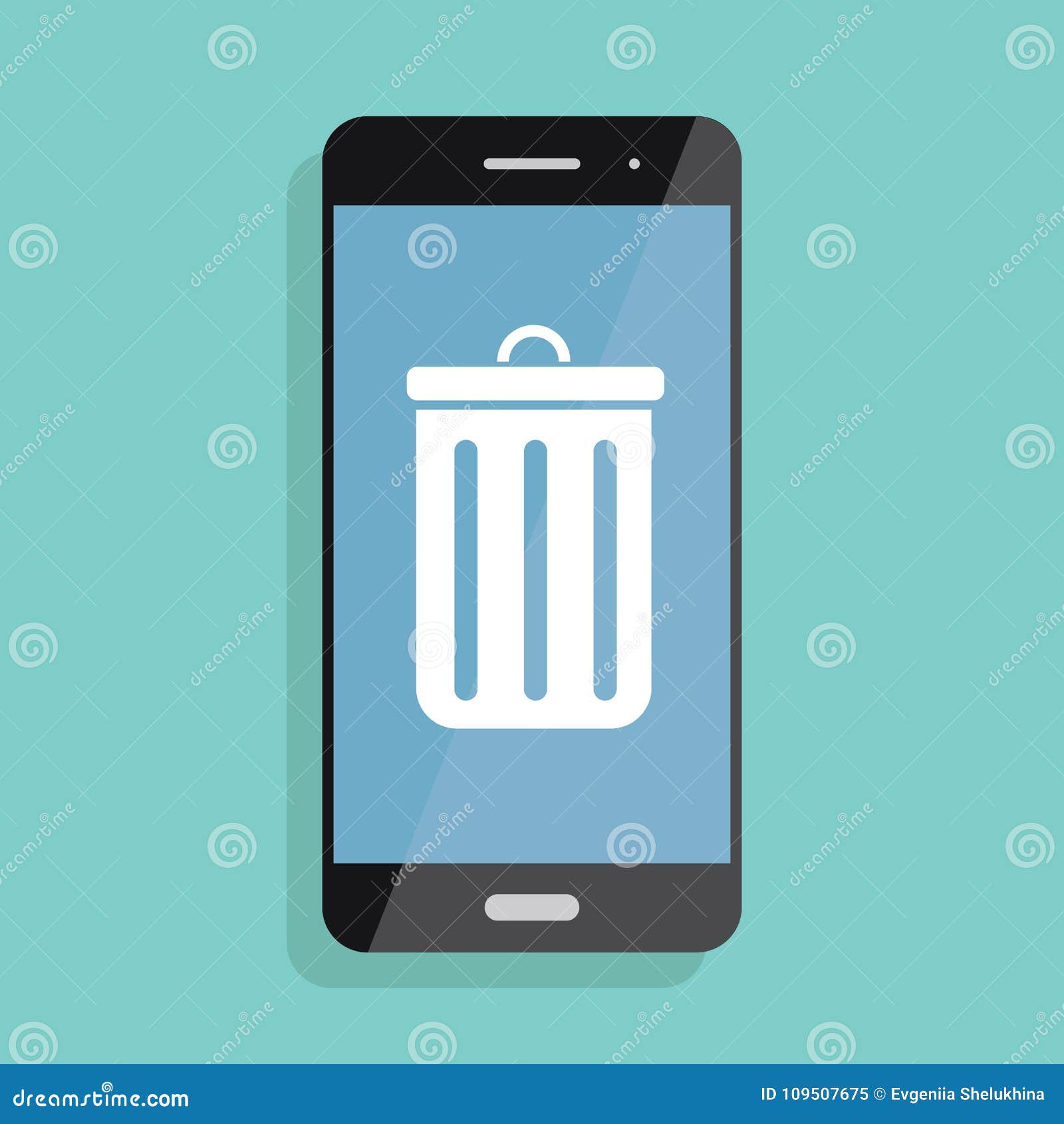Illustration and Icon of Smartphone and Mobile Trash. Deleting ...