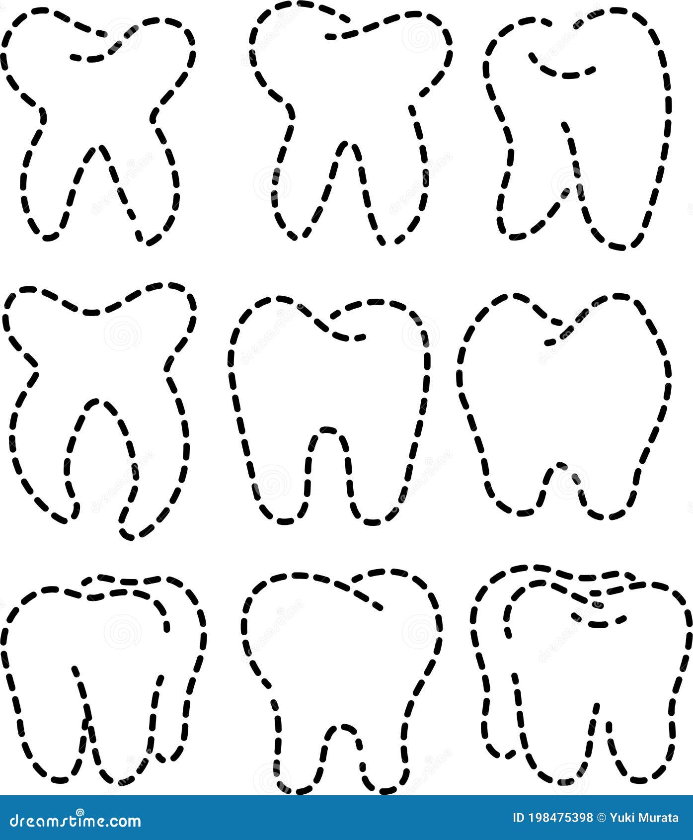 Dot Line Drawing of Tooth Set Stock Vector - Illustration of background ...