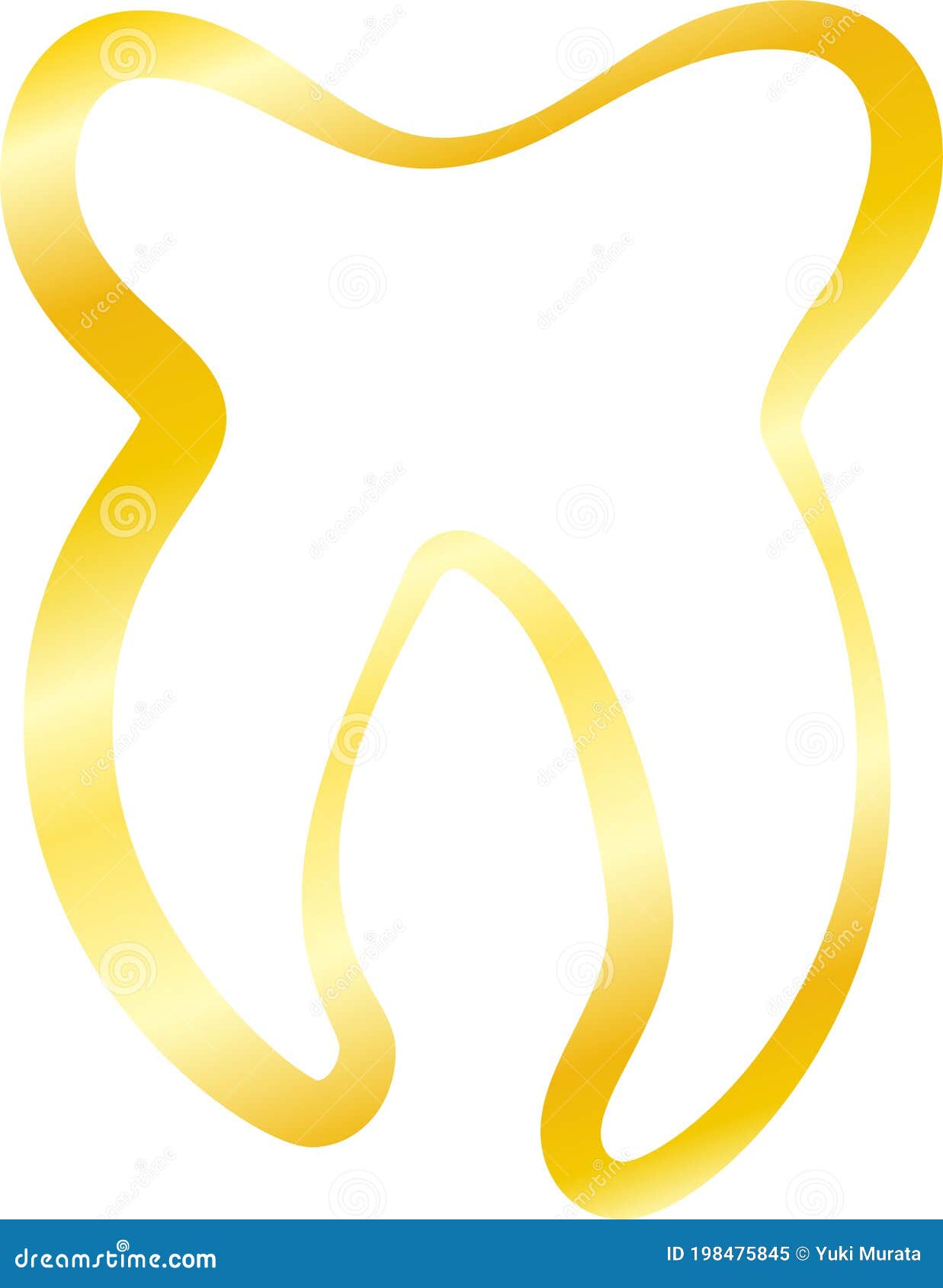 Gold Line drawing of tooth stock vector. Illustration of body - 198475845