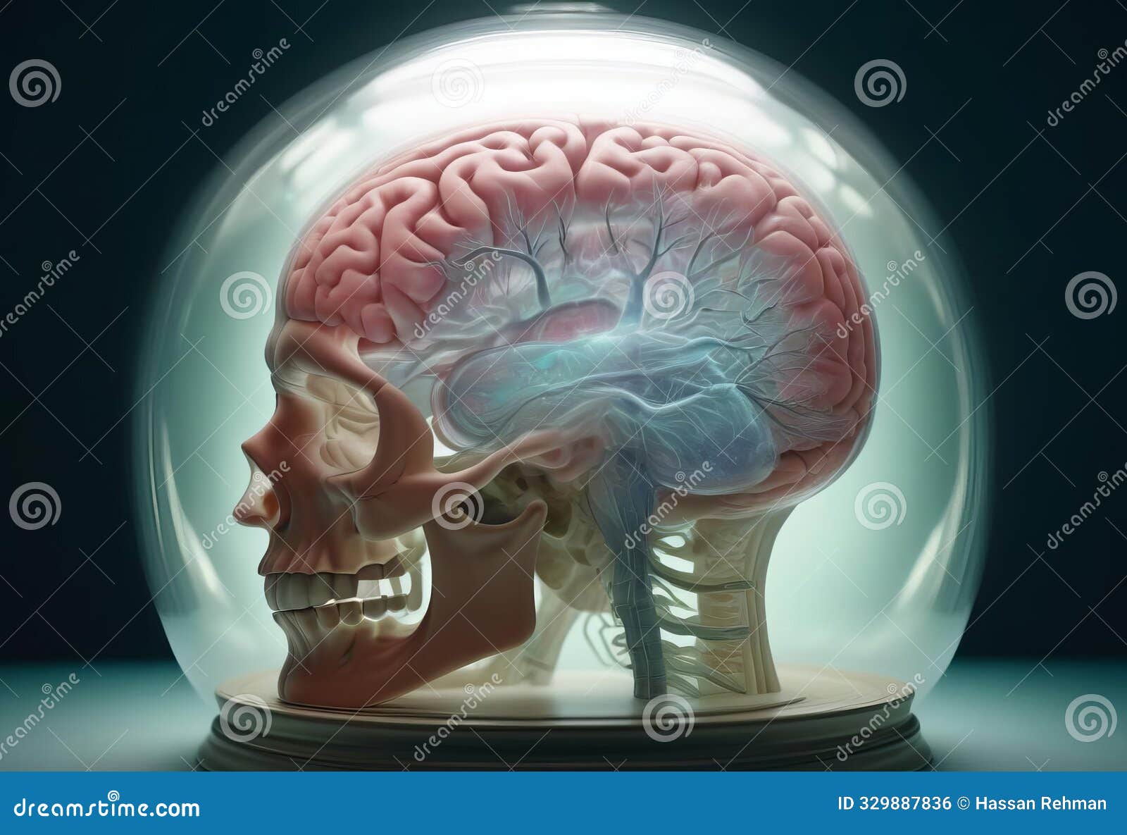 Illustration of Illuminated Brain in Glass Jar Stock Illustration ...