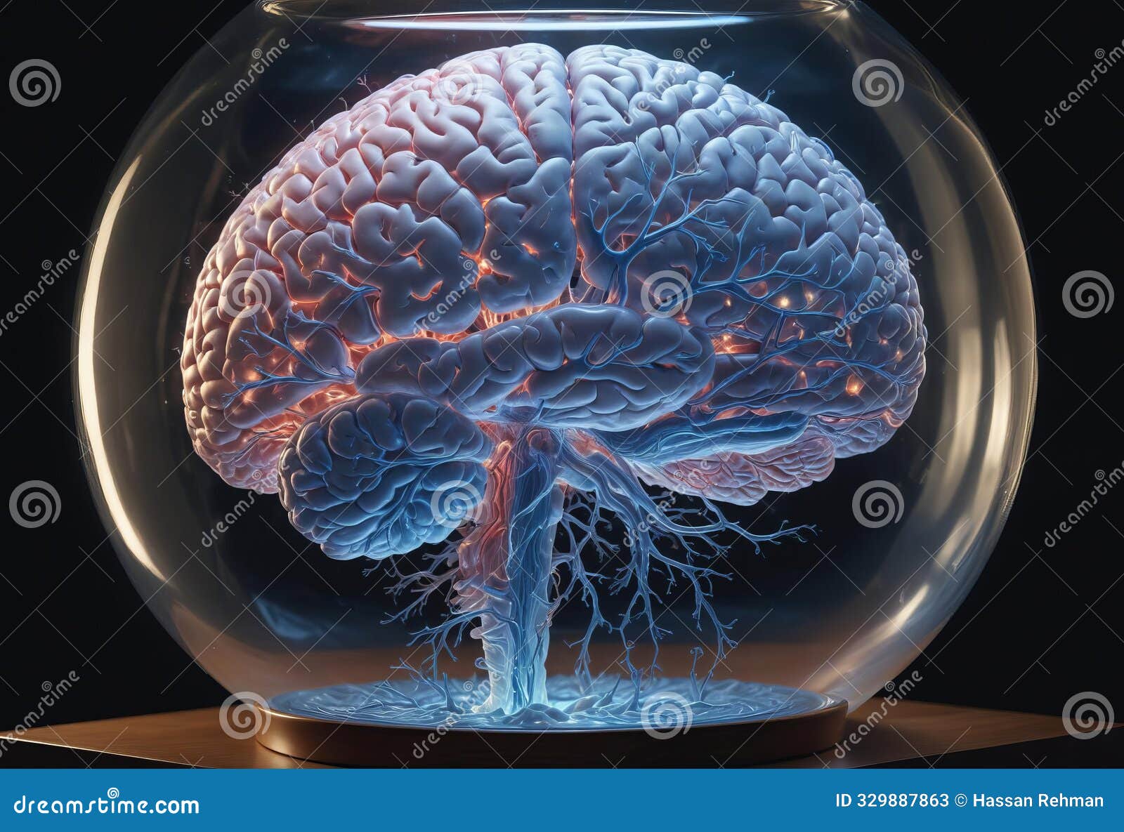 Illustration of Illuminated Brain in Glass Jar Stock Illustration ...