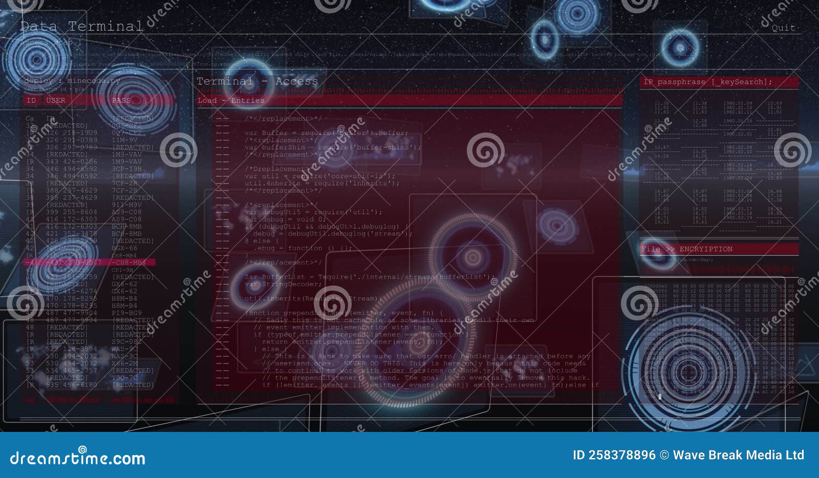 Illustration of Illuminated Circles with Database Over Infographic ...