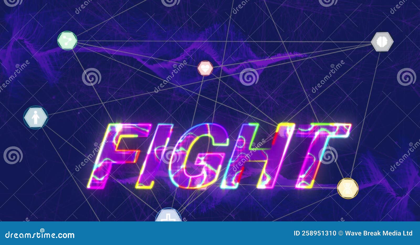 Illustration of Illuminated Fight Text and Dots Connected with Lines ...