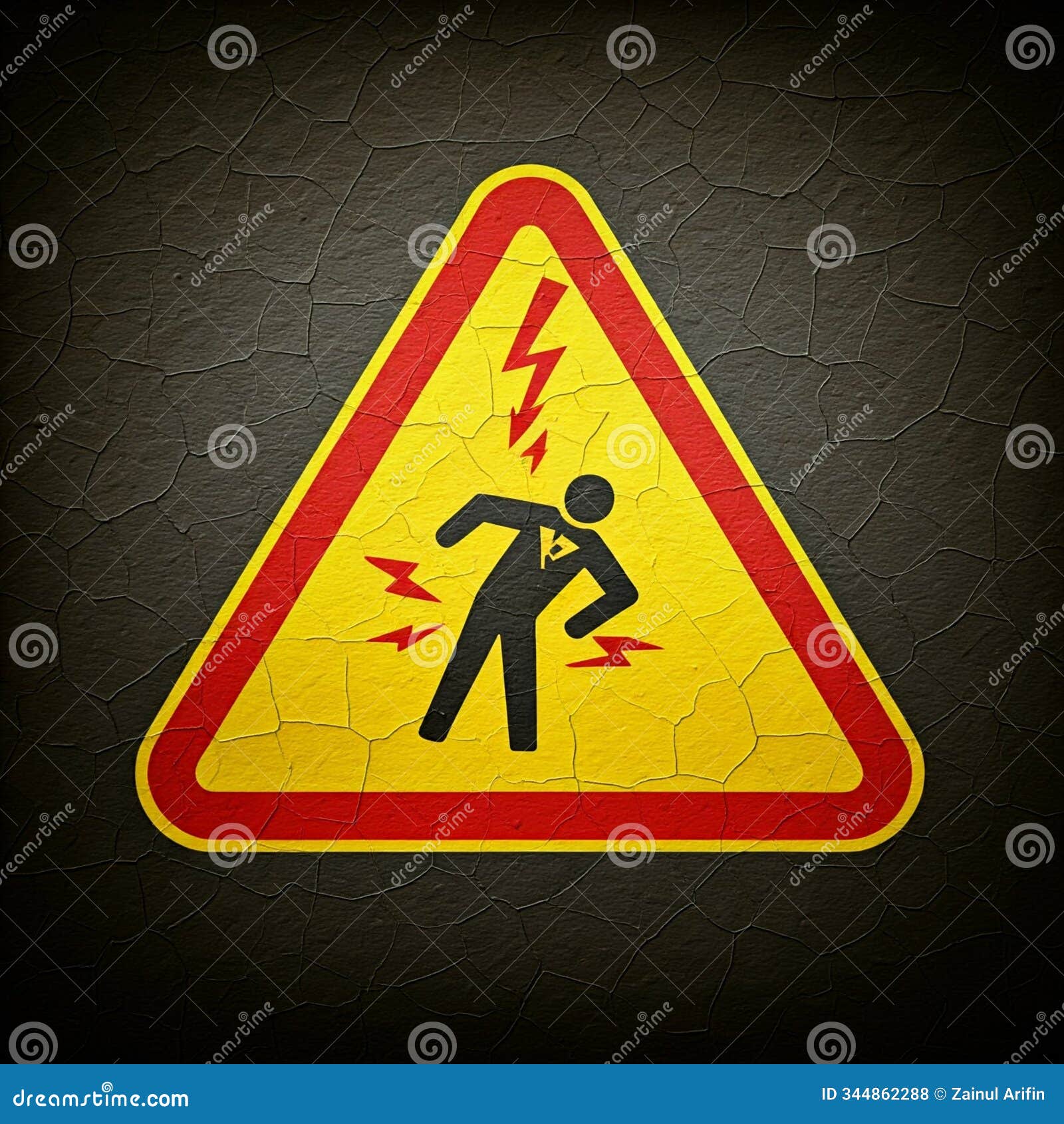 Beware Of Electric Shock Warning Sign Character Electrocuted Cartoon ...