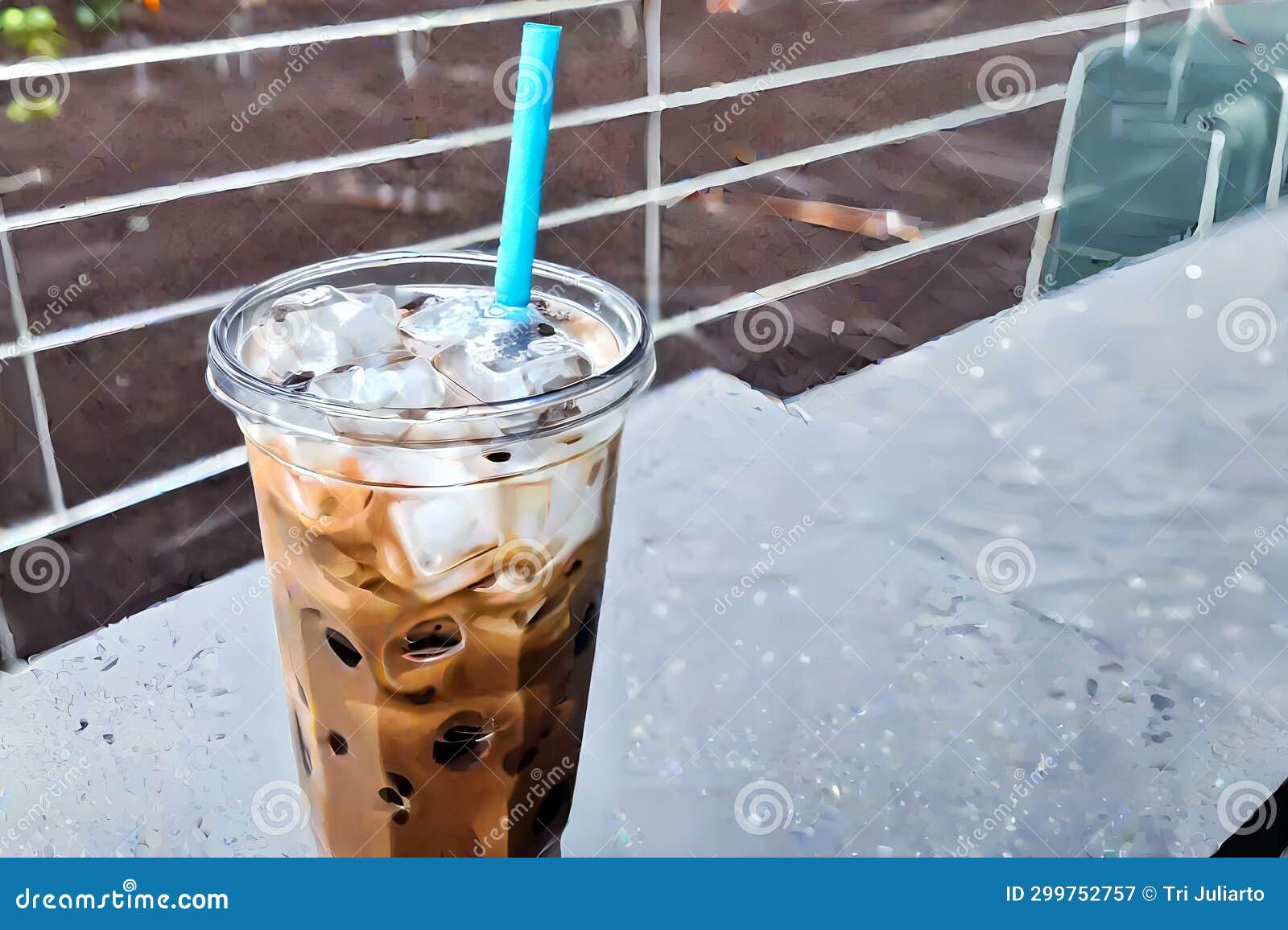 Cold Iced Coffee in a Cup with Ice Cubes Stock Illustration ...