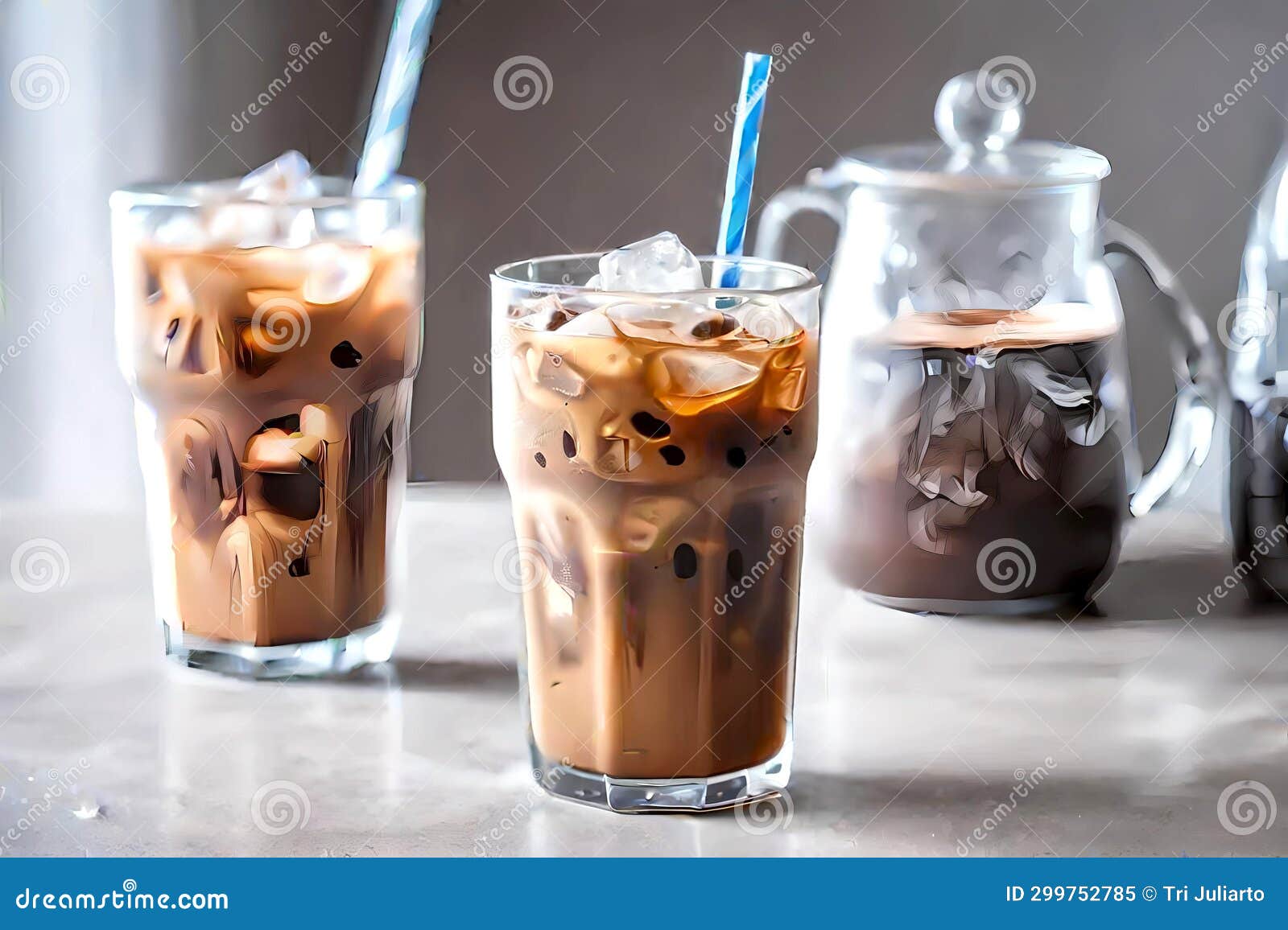 Cold Iced Coffee in a Cup with Ice Cubes Stock Illustration ...