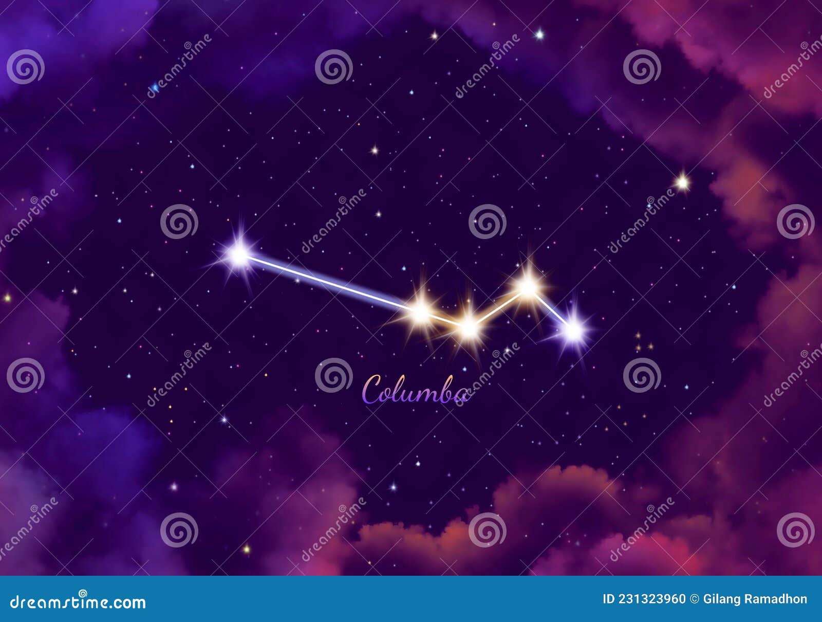 The Constellation Columba Star In The Night Sky. Vector Illustration ...
