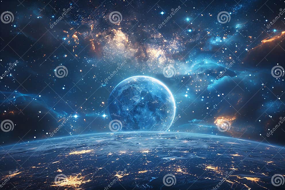 An Image of the Earth and Moon in Outer Space, High Quality, High ...