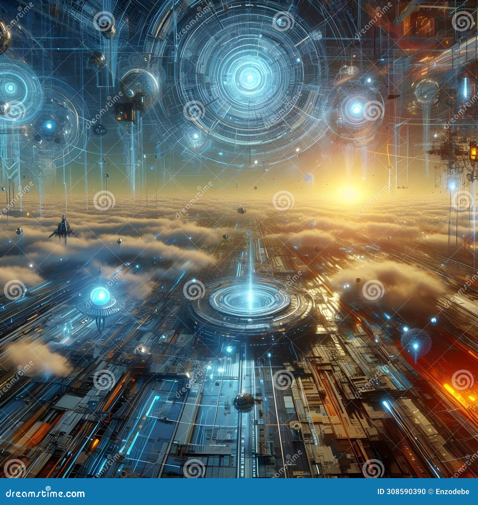 Illustration of an Imaginary City of the Future Stock Illustration ...