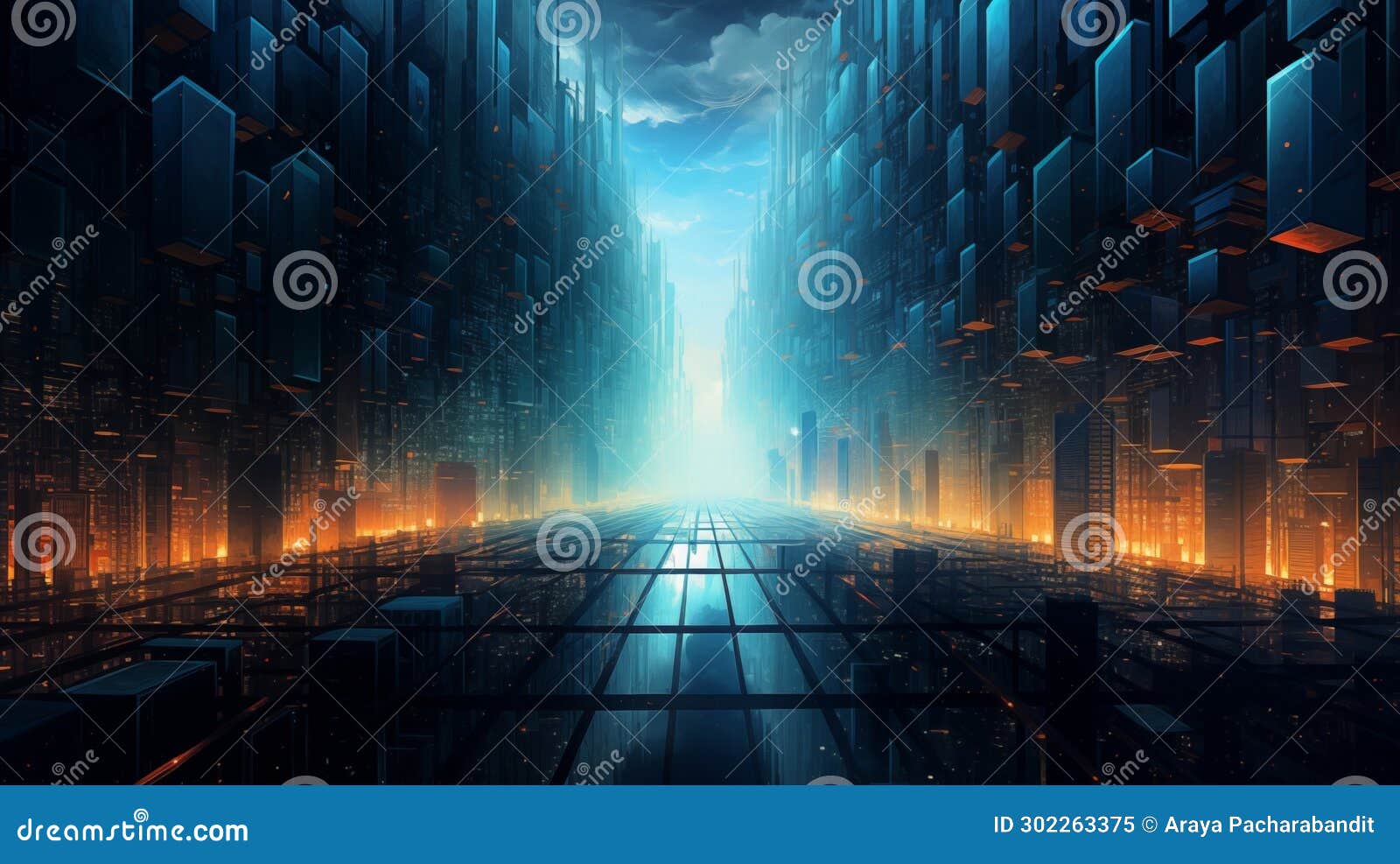 Imaginary Future City on an Abstract Dark Background, AI Generated ...