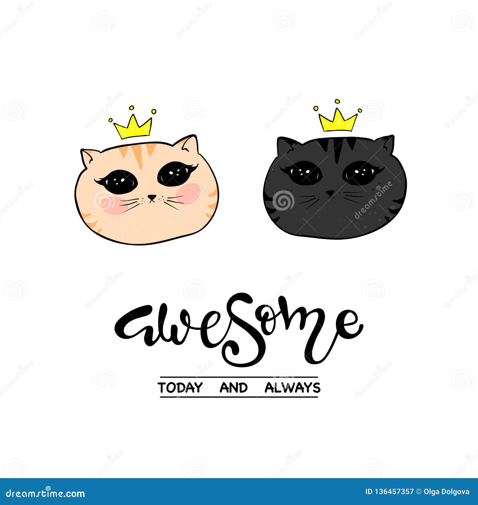 Illustration Impressionnante De Slogan Et De Chat Illustration de ...