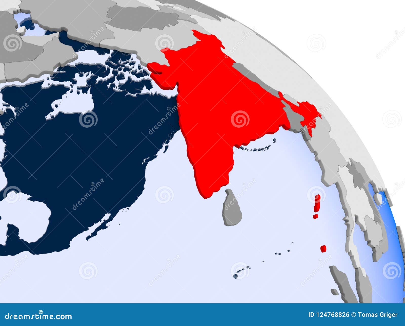 India in red on map stock illustration. Illustration of asian - 124768826