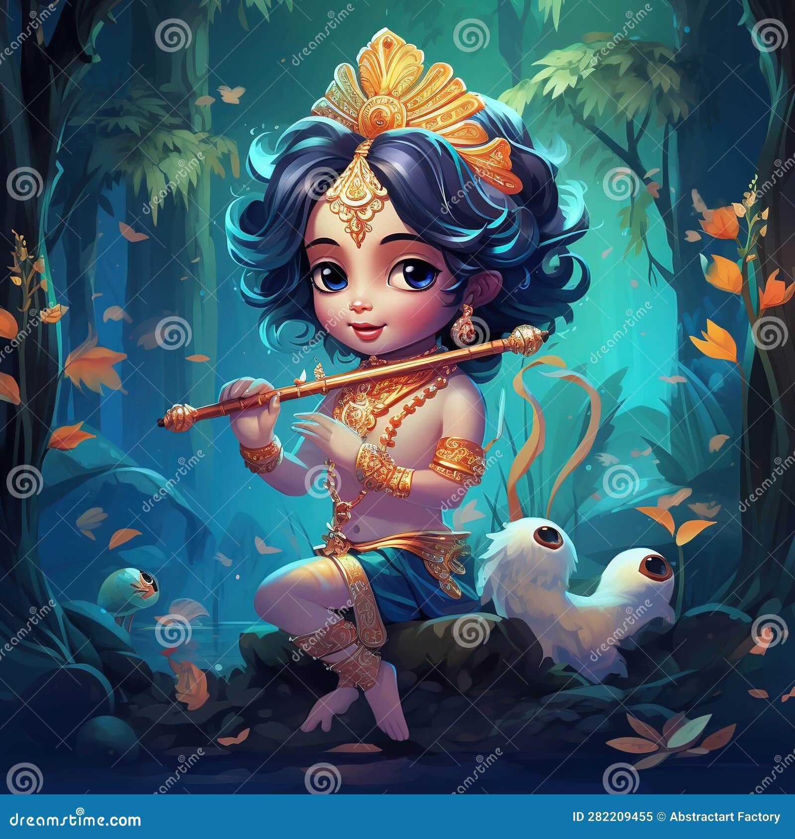 Illustration of Indian God, Feather, Flute or Bansuri. Ai Generated ...