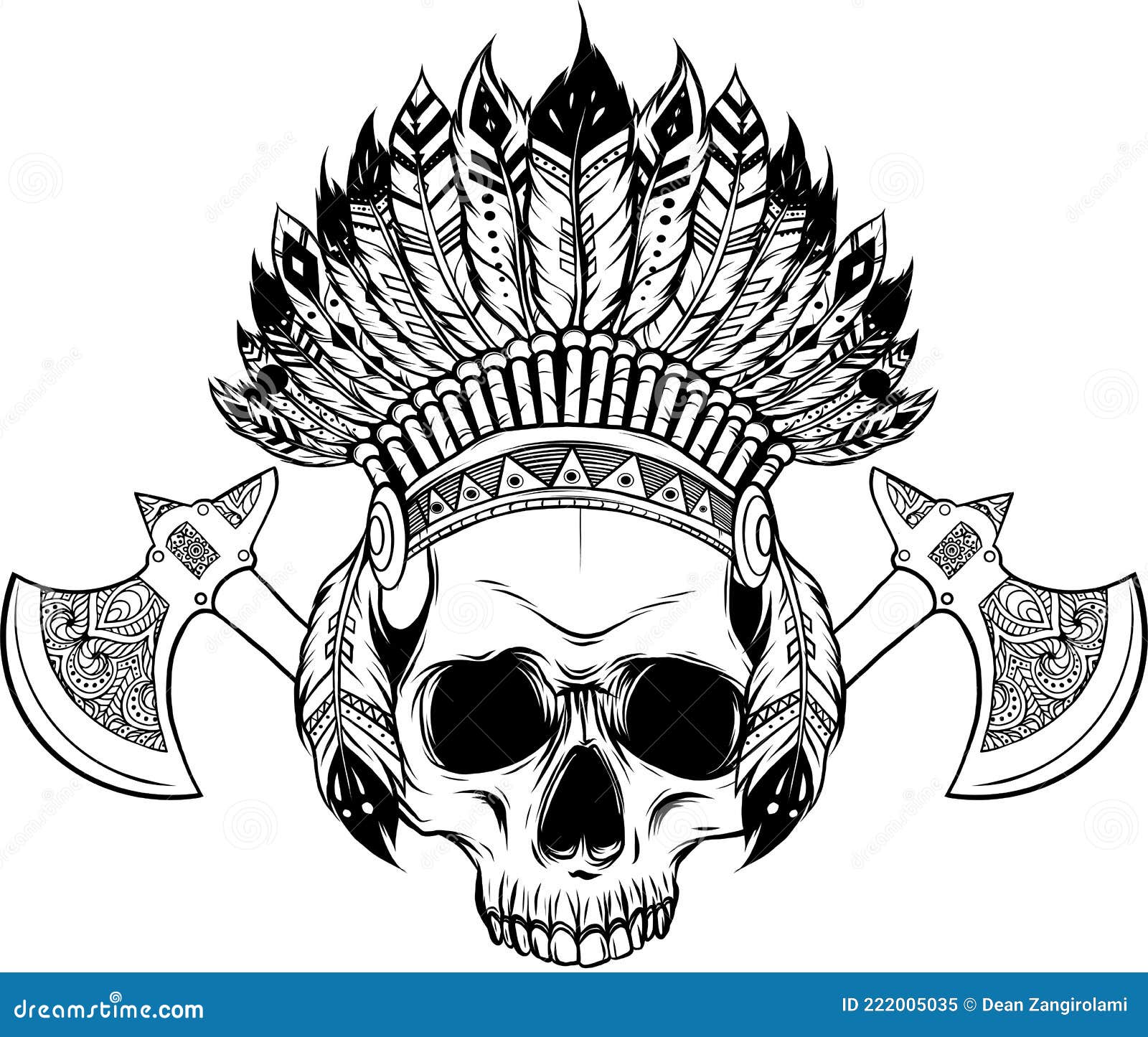 Vector Illustration of Indian Skull and Tomahawk Stock Vector ...