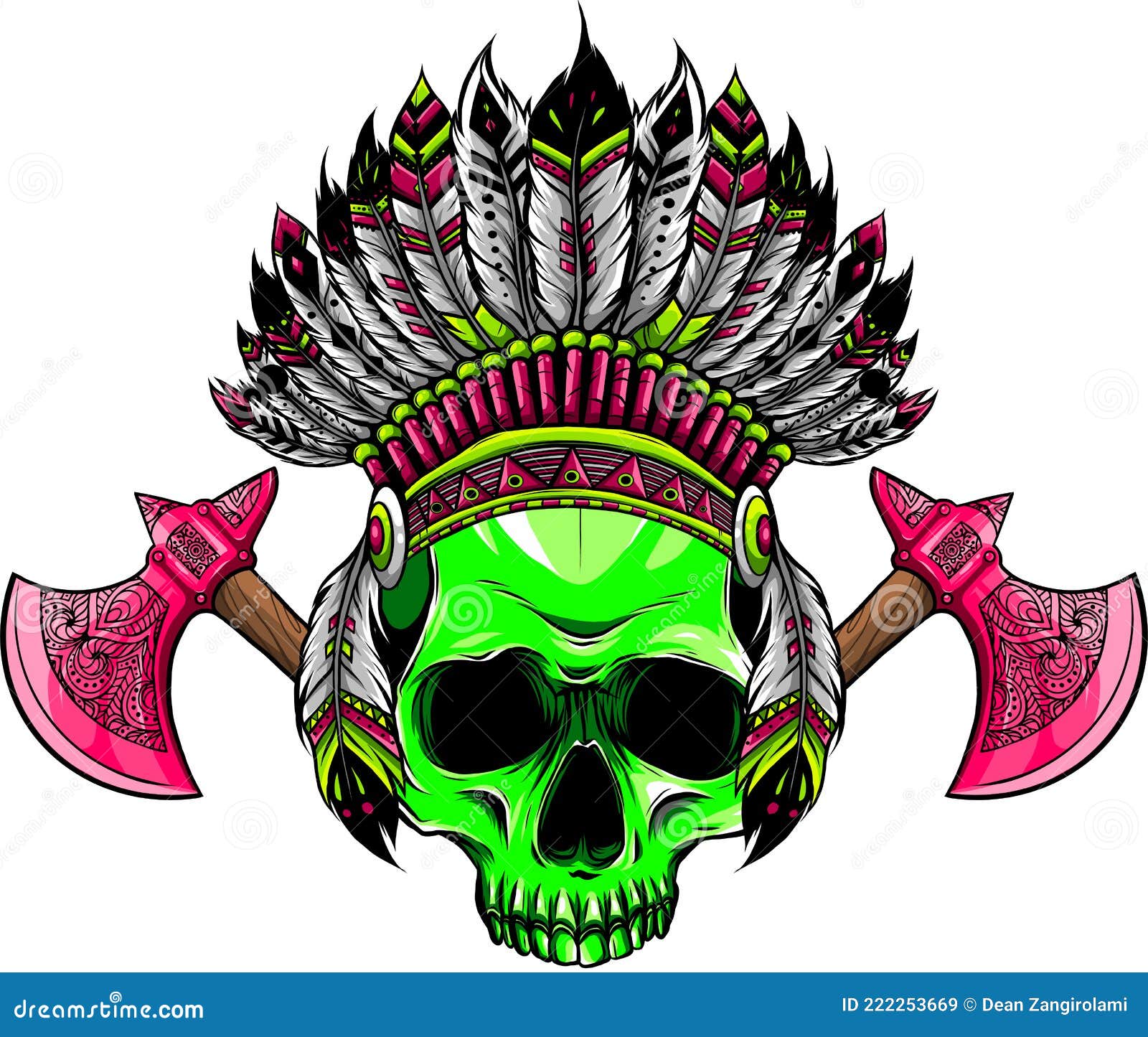 Vector Illustration of Indian Skull and Tomahawk Stock Vector ...