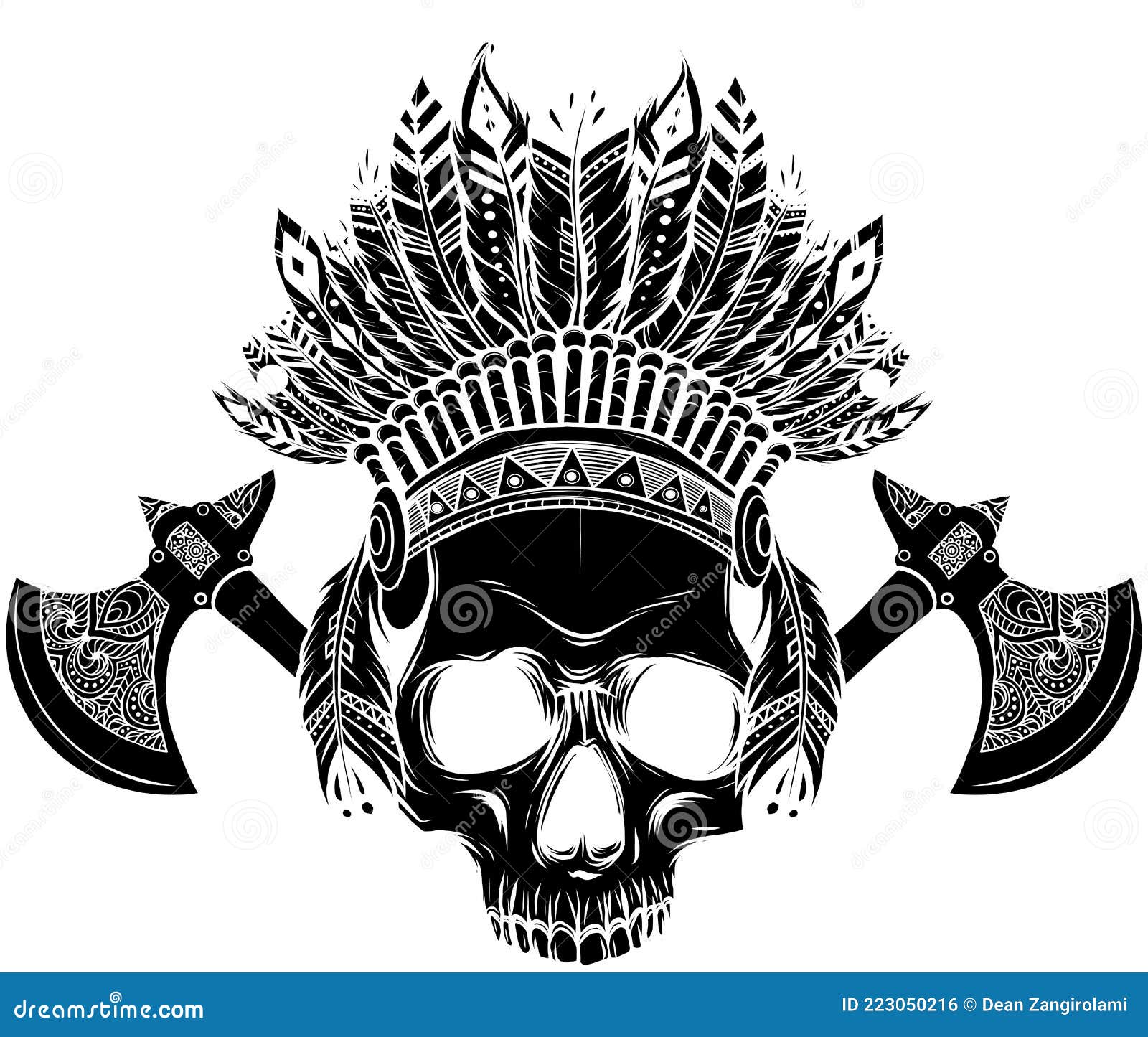 Vector Illustration of Indian Skull and Tomahawk Stock Vector ...