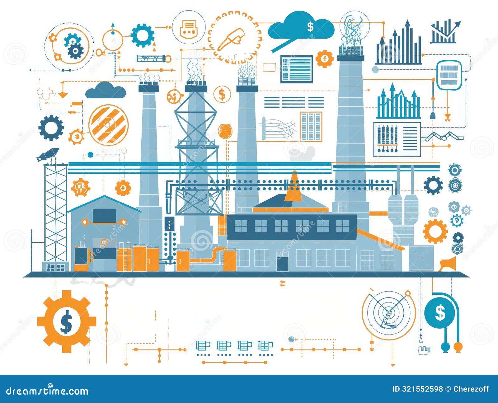 Industrial Factory with Data and Analytics Elements Stock Photo - Image ...
