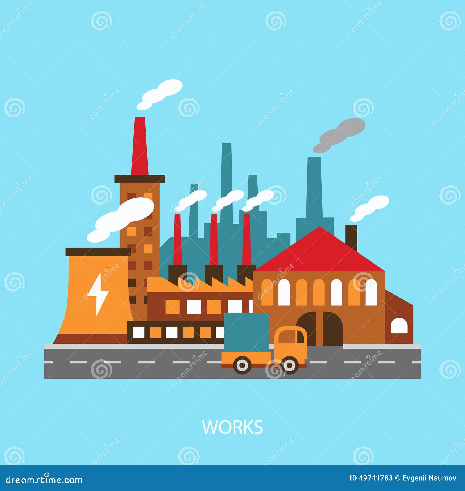 Illustration of Industrial Power Plant in Flat Stock Vector ...
