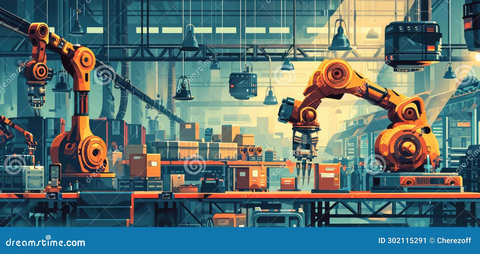 Illustration of Industrial Robots Working Stock Image - Image of auto ...