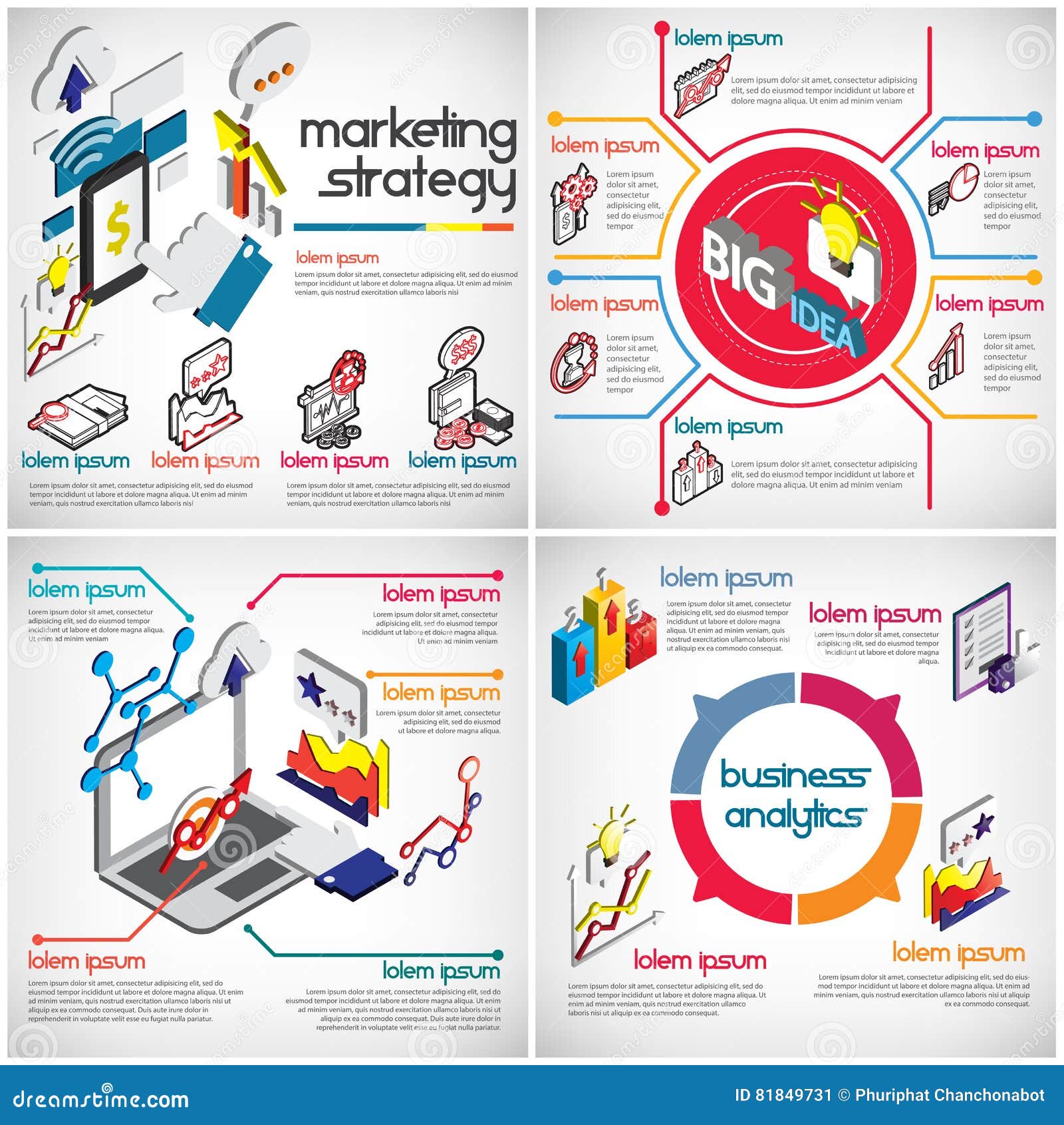 Illustration of Info Graphic Business Set Concept Stock Vector ...