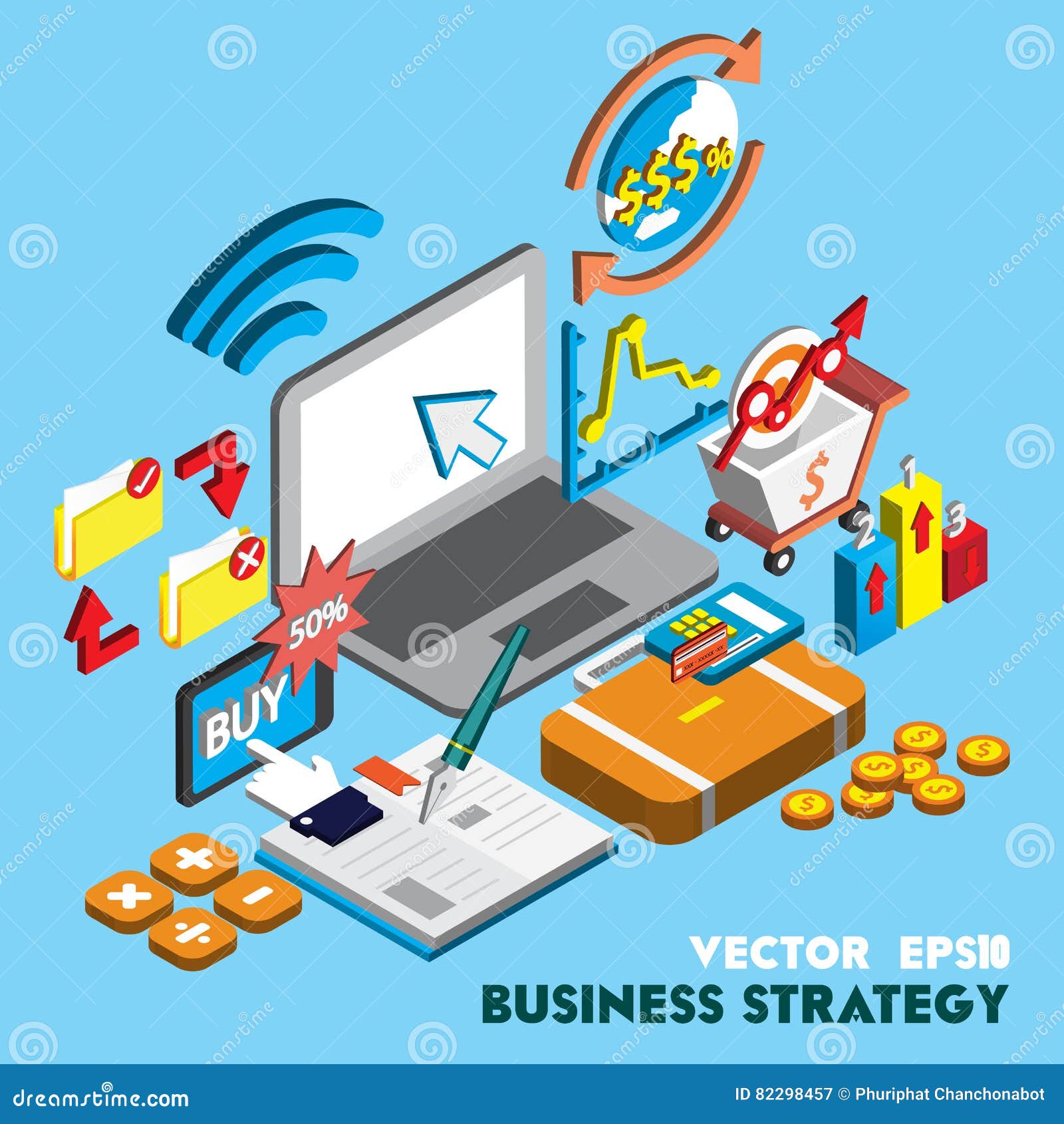 Illustration of Info Graphic Business Strategy Set Concept Stock Vector ...