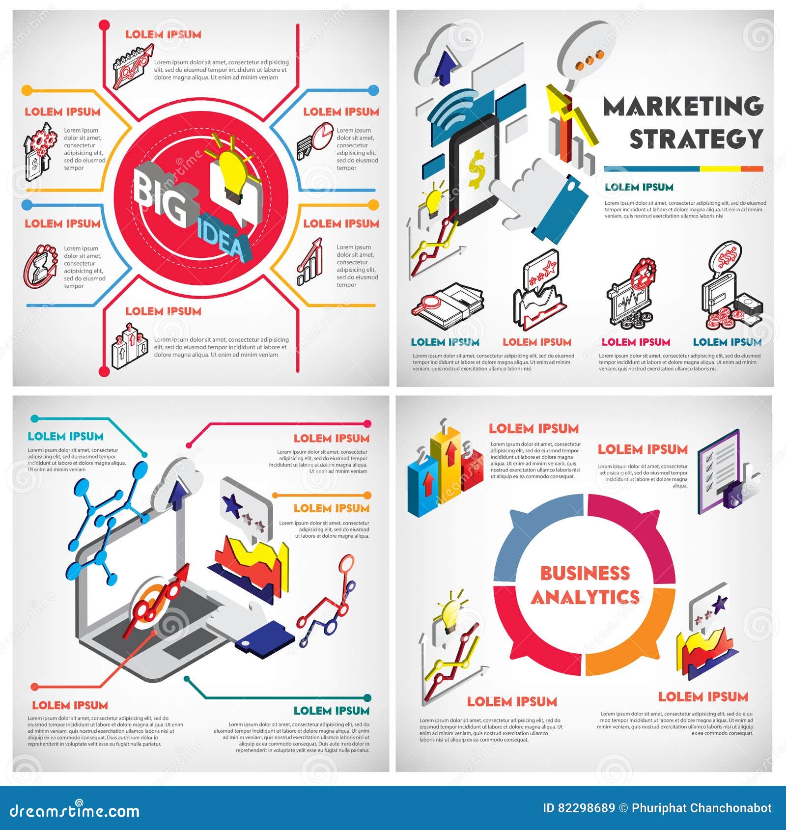 Illustration of Info Graphic Business Strategy Set Concept Stock Vector ...
