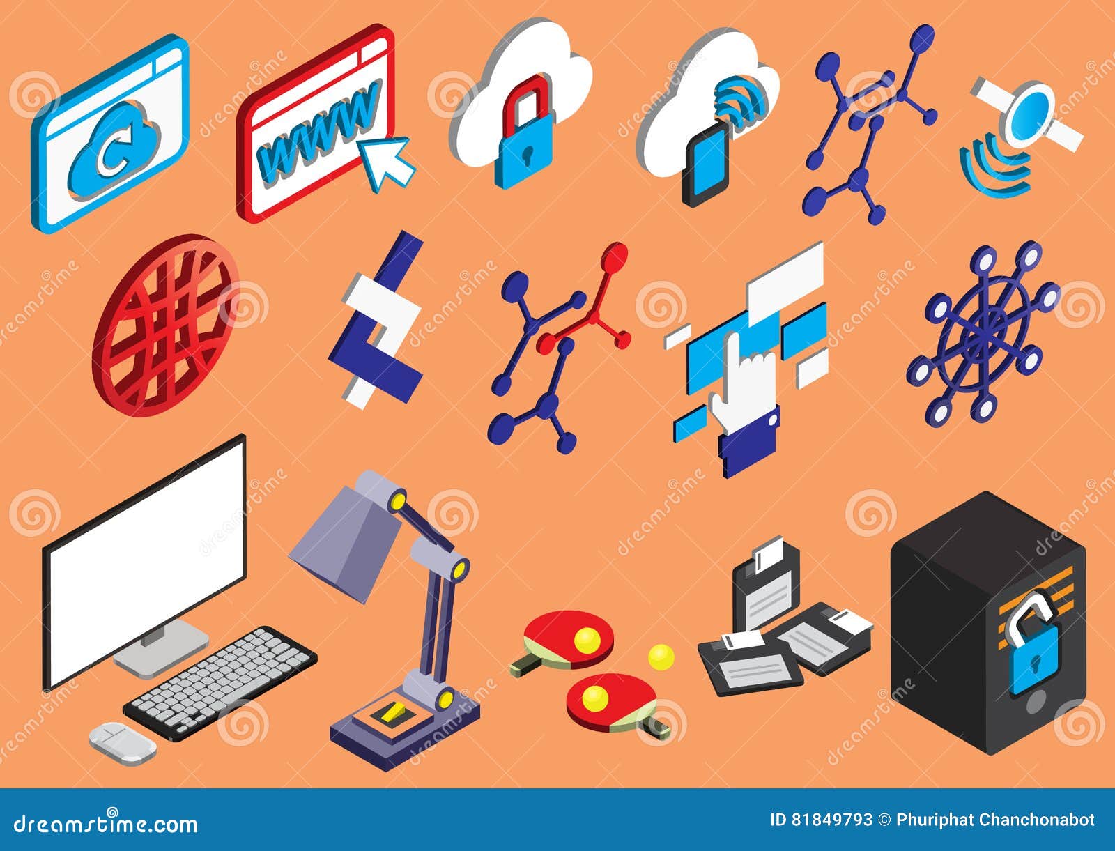 Illustration of Info Graphic Computer Icons Set Concept Stock Vector ...