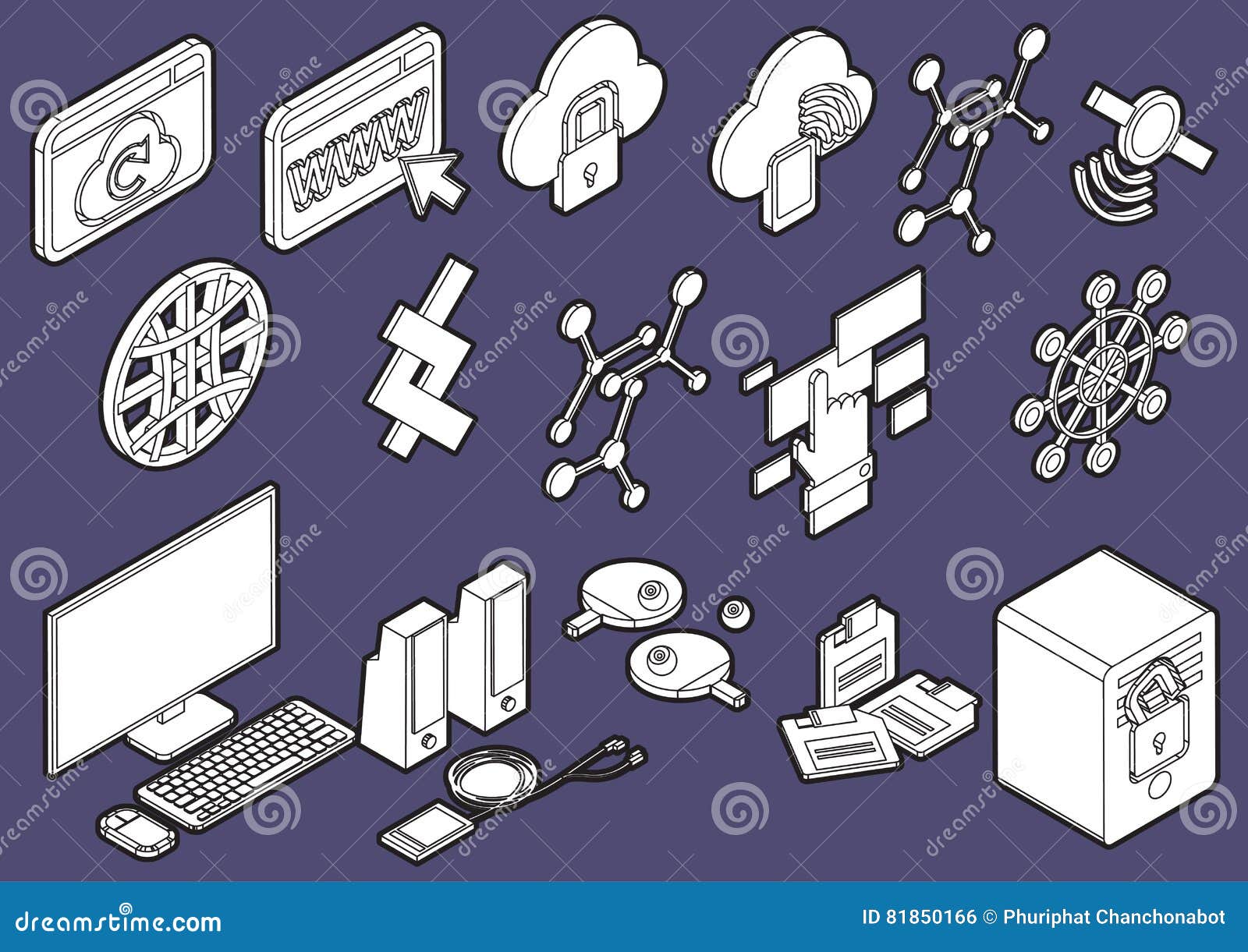 Illustration of Info Graphic Computer Icons Set Concept Stock Vector ...