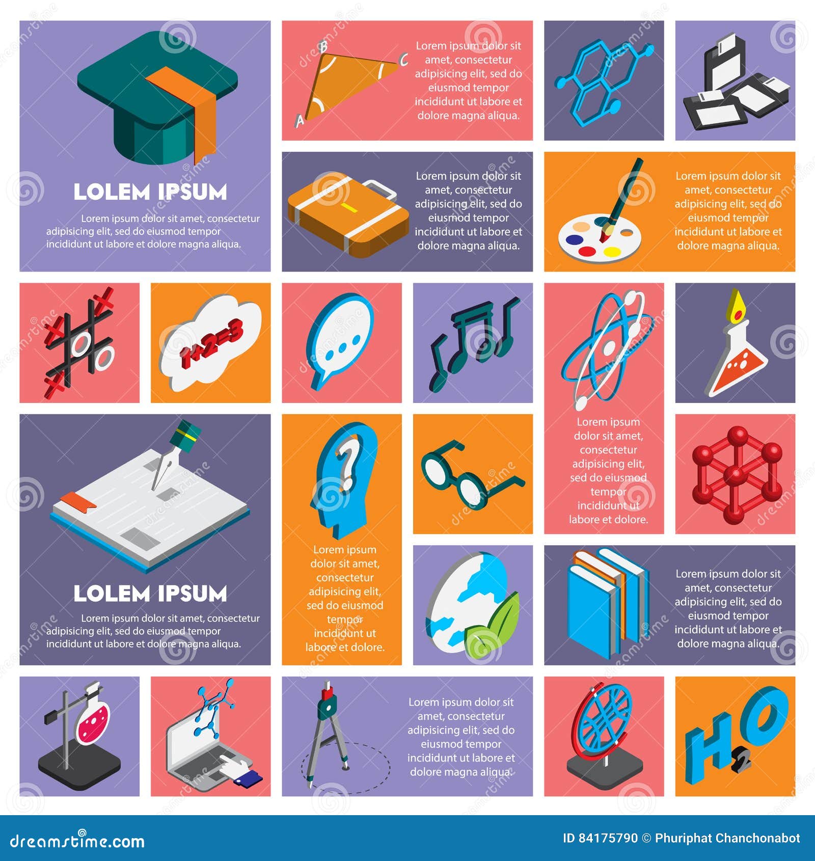 Illustration of Info Graphic Education Icons Set Concept Stock Vector ...