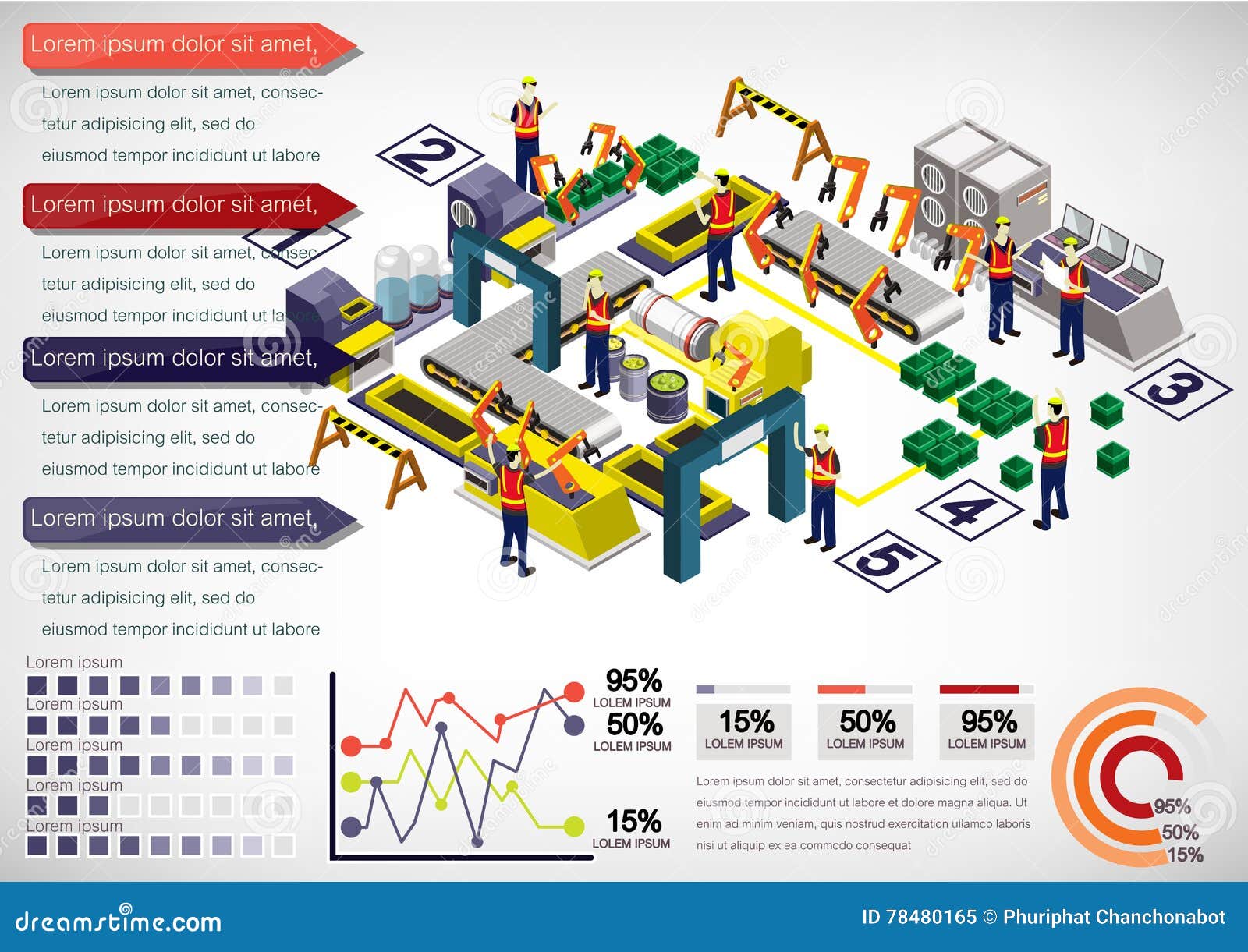 Illustration of Info Graphic Factory Equipment Concept Stock Vector ...