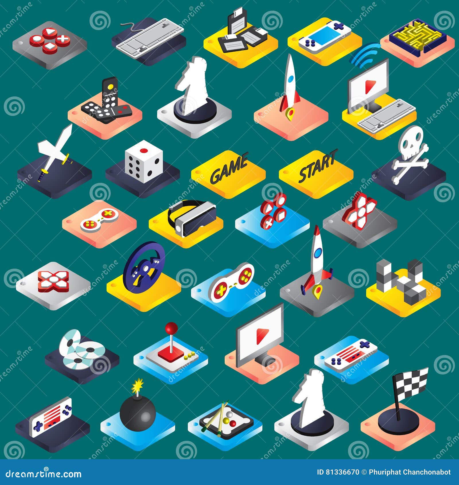 Illustration of Info Graphic Game Icons Set Concept Stock Vector ...
