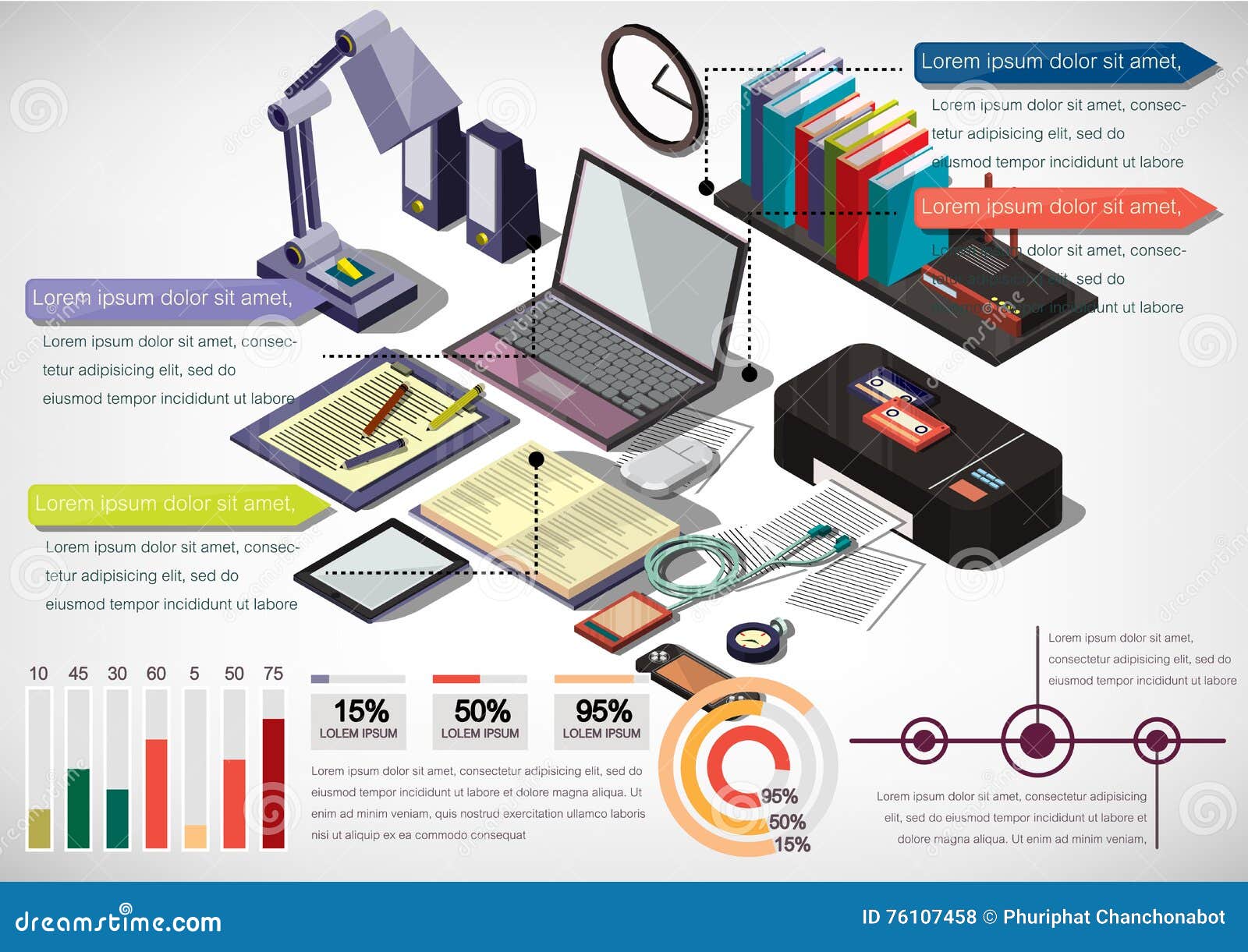 Illustration of Info Graphic Interior Office Concept Stock Vector ...
