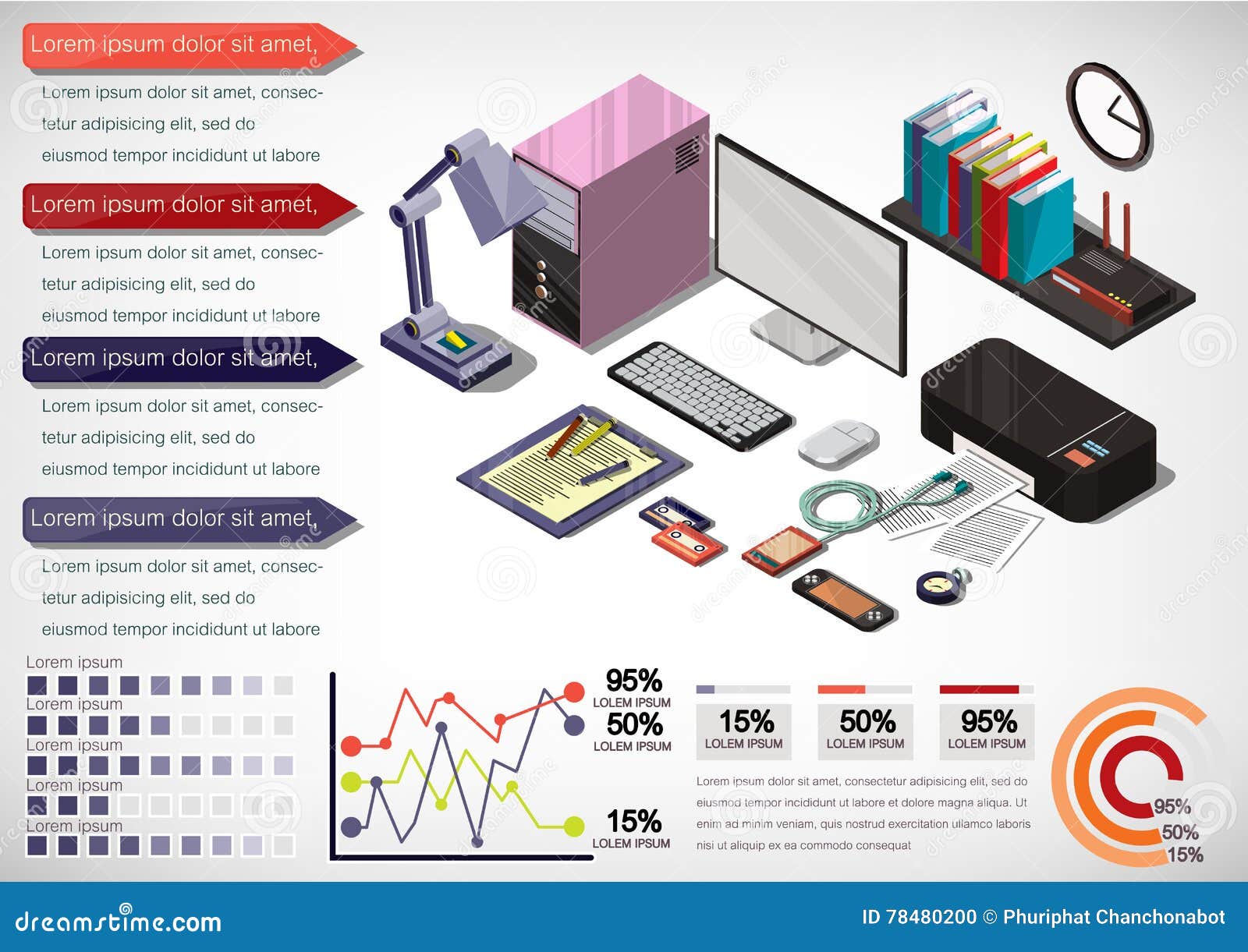 Illustration of Info Graphic Interior Office Concept Stock Vector ...