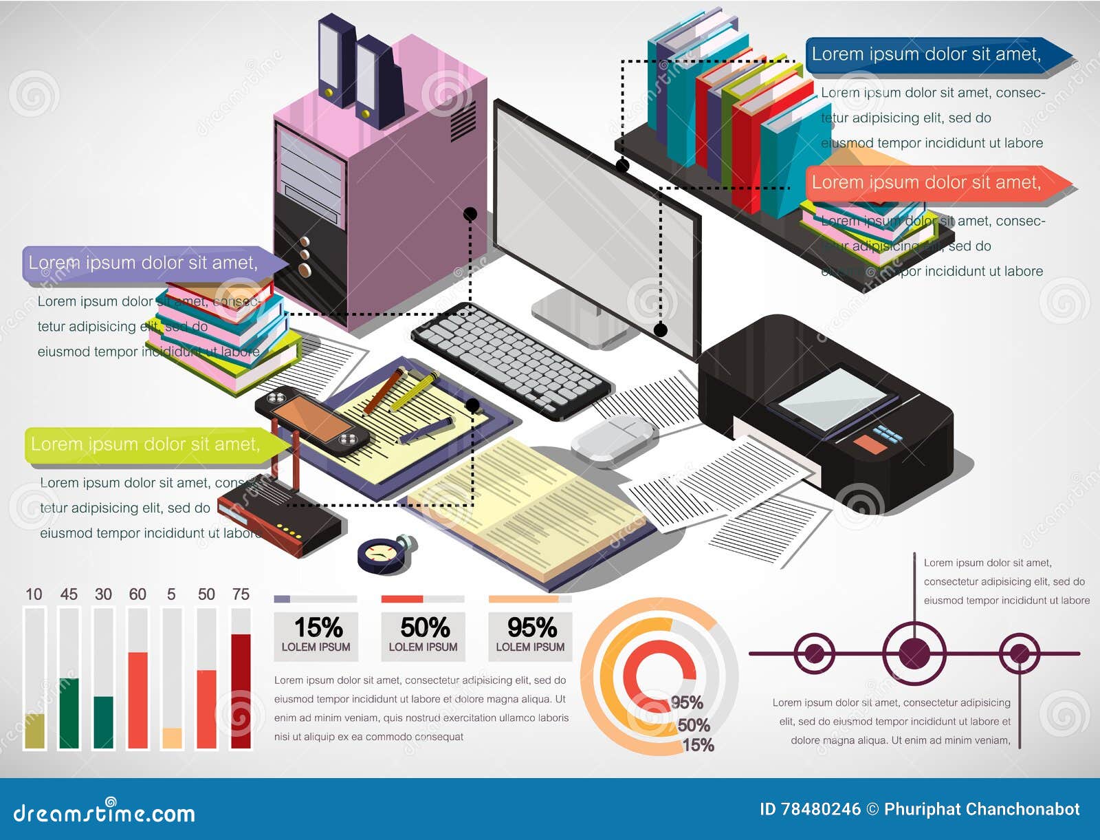 Illustration of Info Graphic Interior Office Concept Stock Vector ...