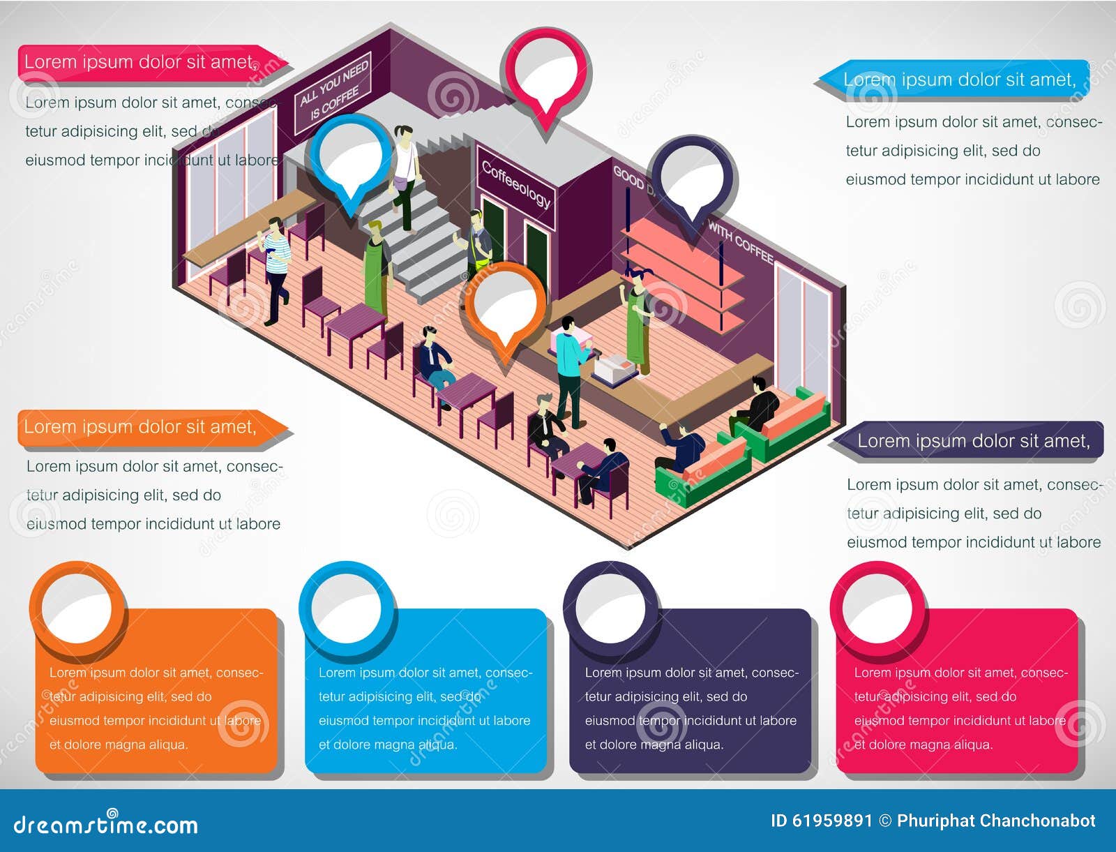Illustration of Info Graphic Interior Room Concept Stock Vector ...