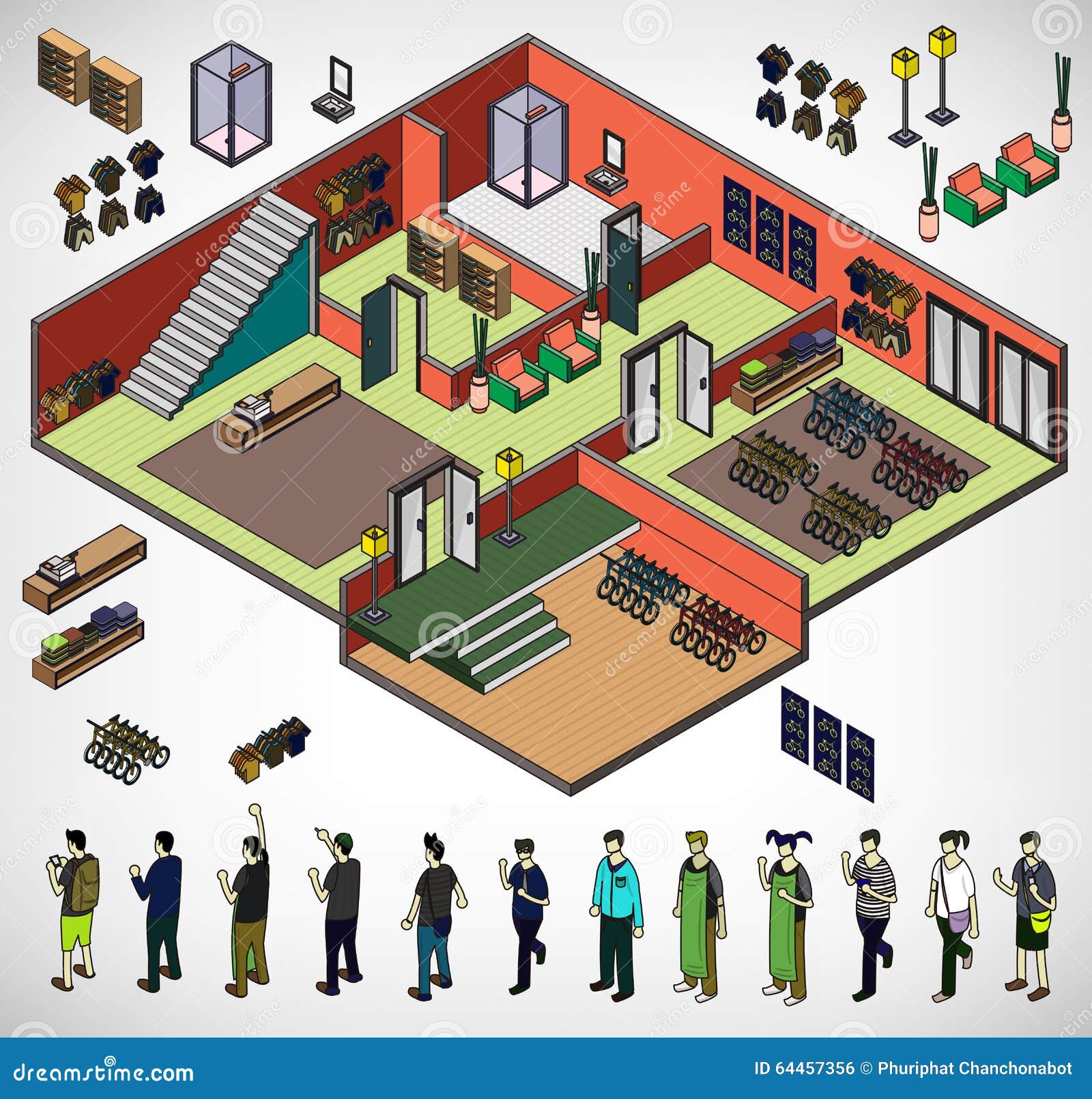 Illustration of Info Graphic Interior Room Concept Stock Vector ...