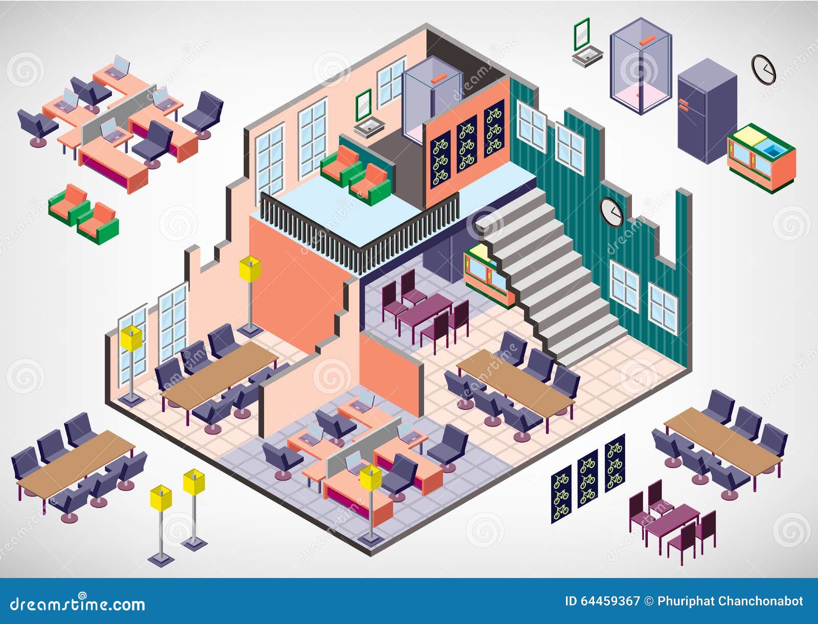 Illustration of Info Graphic Interior Room Concept Stock Vector ...