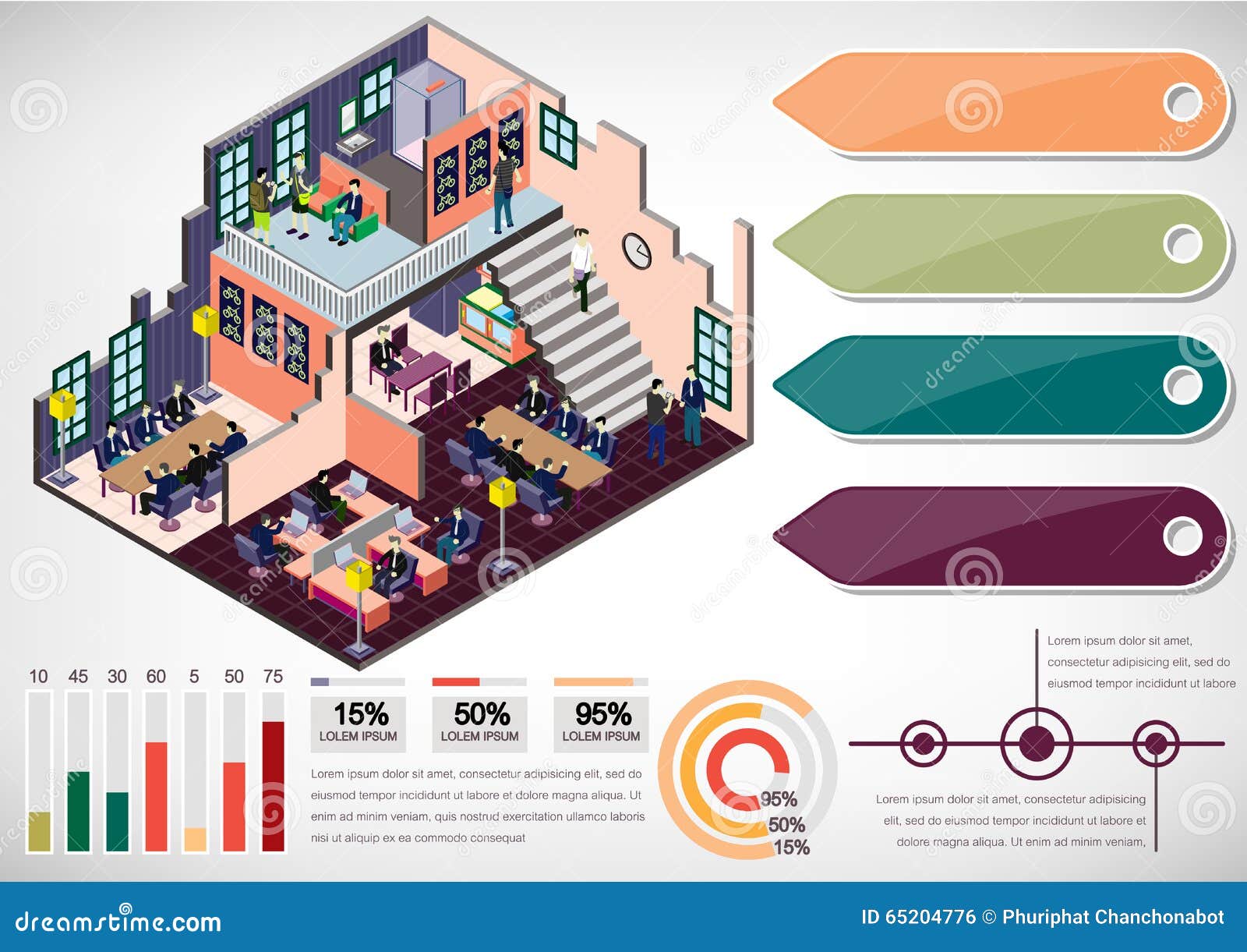 Illustration of Info Graphic Interior Room Concept Stock Vector ...